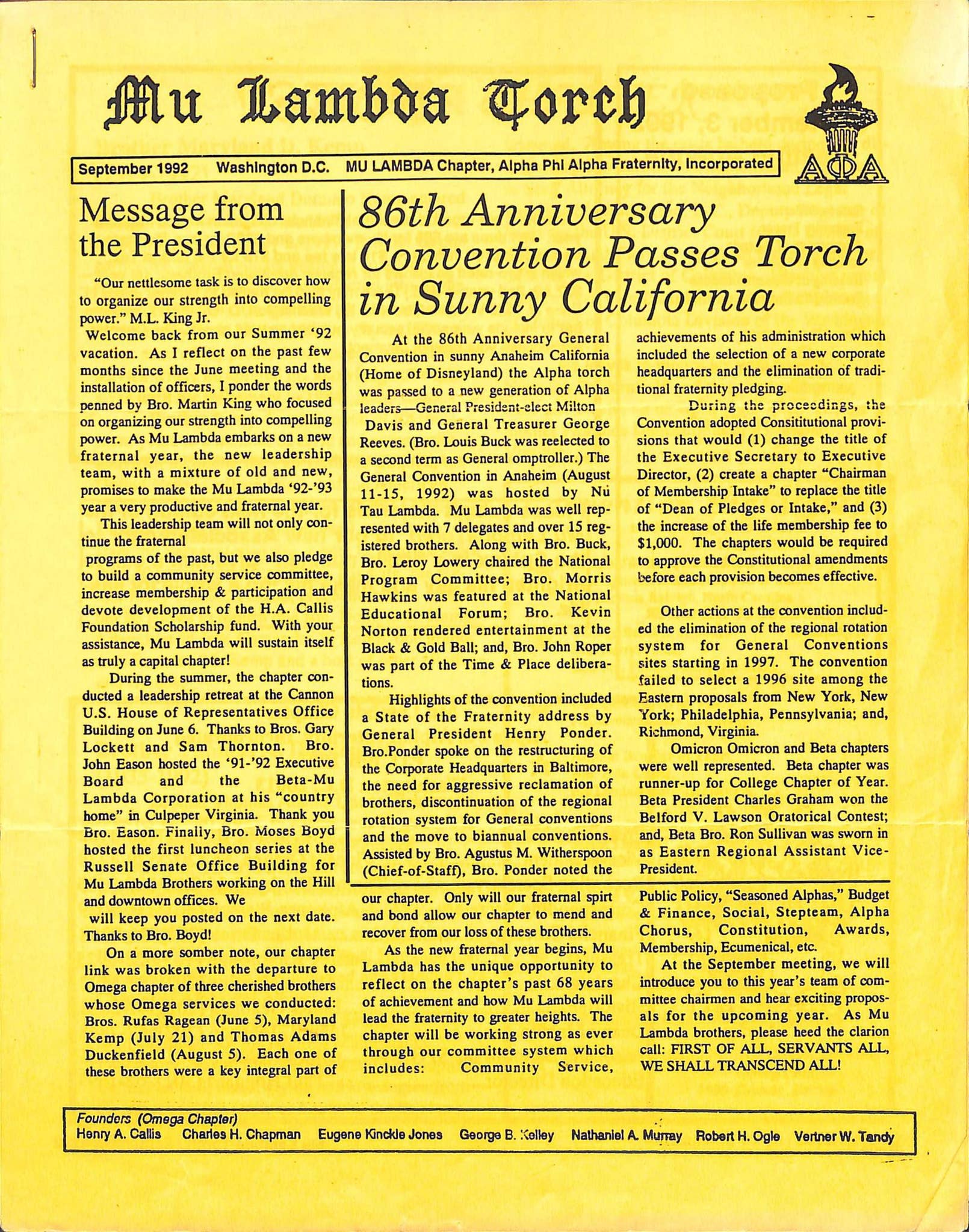 Torch Magazine September 1992 by Mu Lambda's The TORCH - Issuu