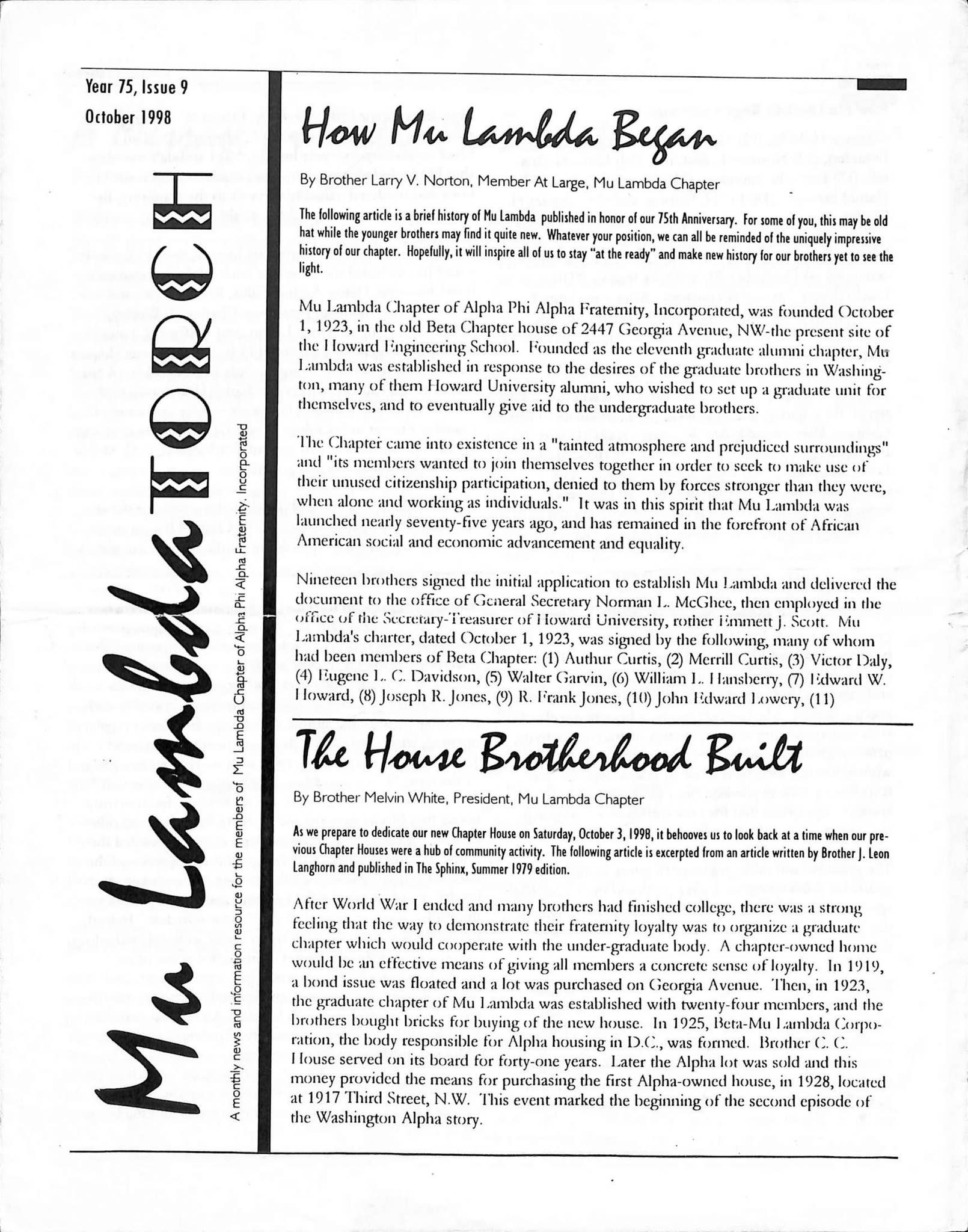 Torch Magazine October 1998 by Mu Lambda's The TORCH - Issuu
