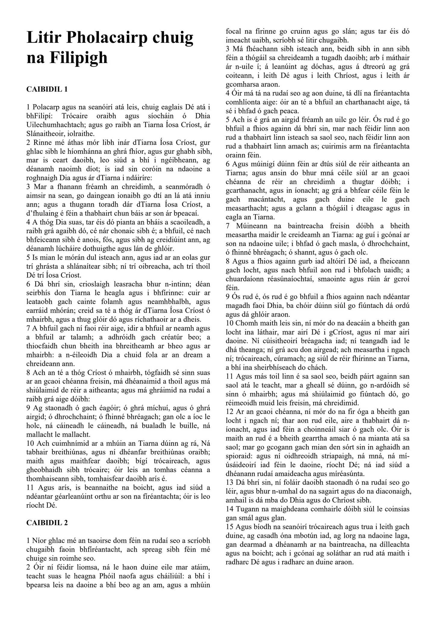Irish - The Epistle of Polycarp to the Philippians by Filipino Tracts ...