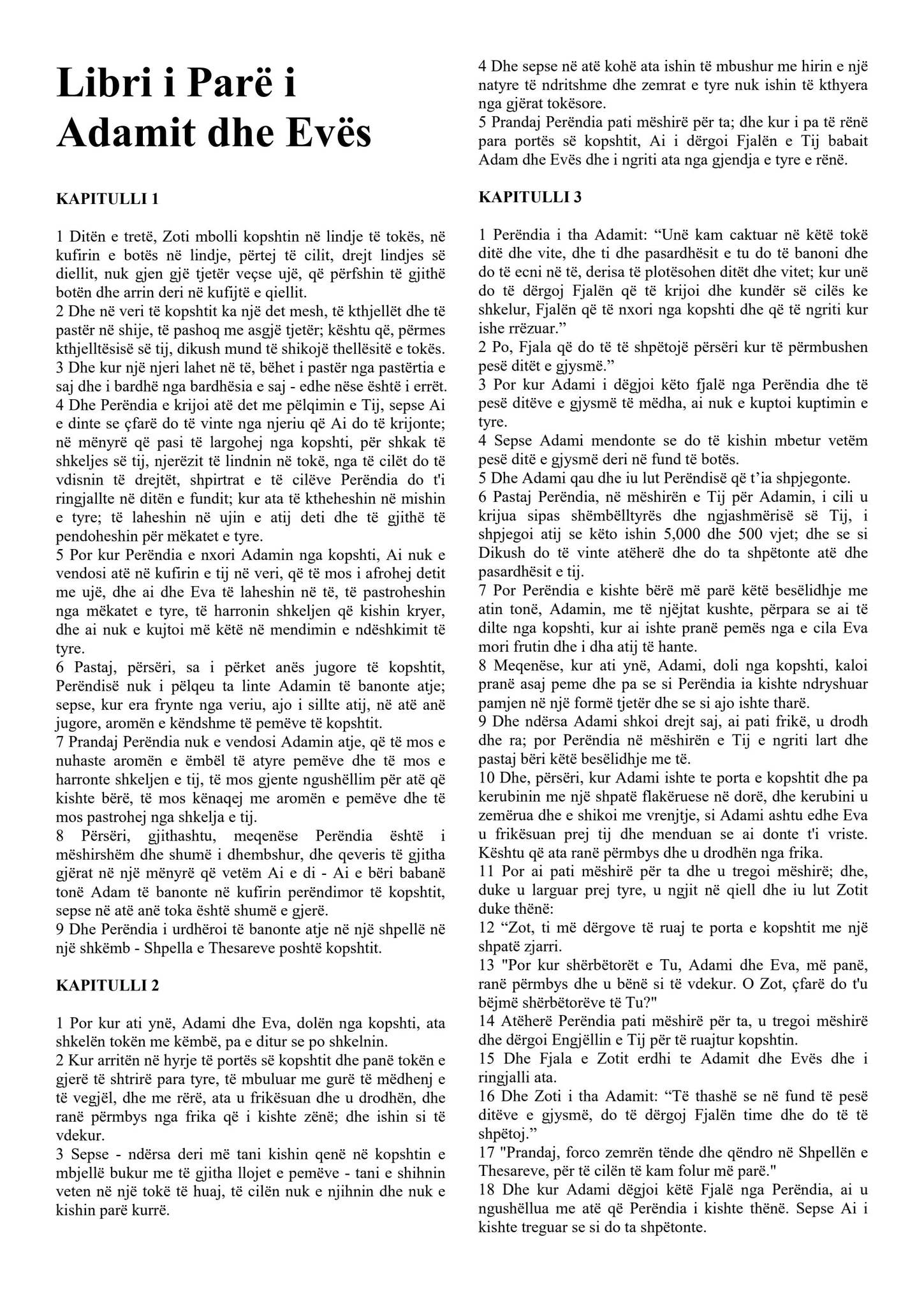 Albanian - 1st Book of Adam and Eve by Filipino Tracts and Literature ...
