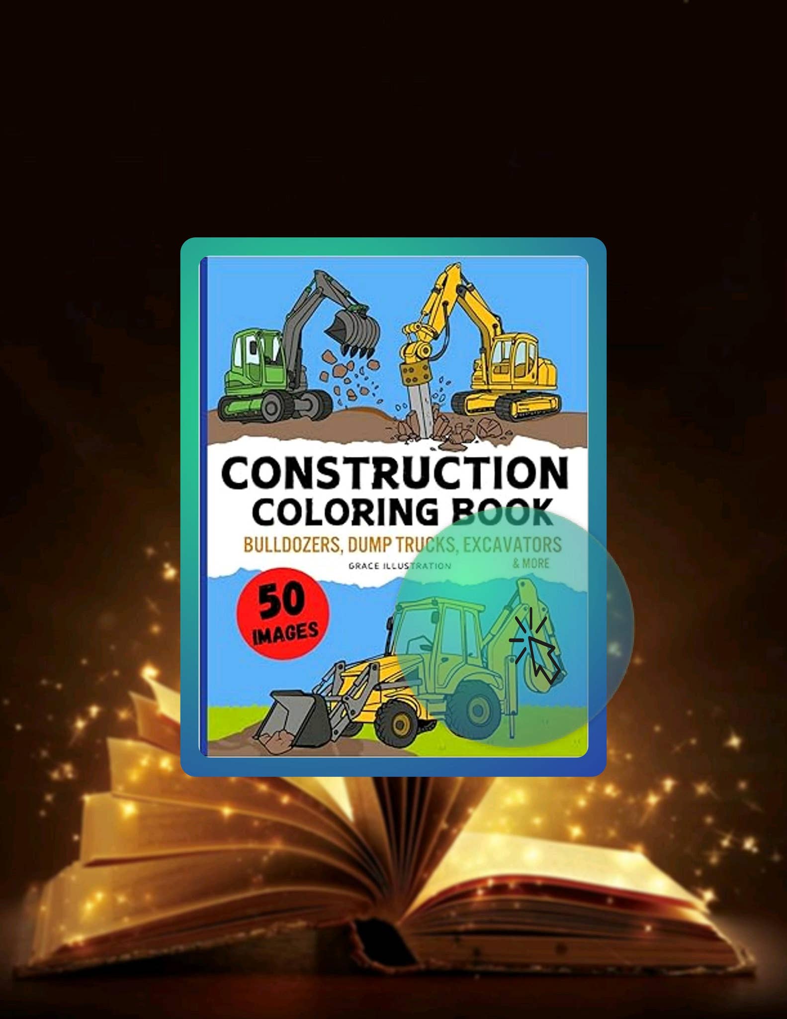 Instant Digital Construction Vehicles Coloring Book: Cool Bulldozers ...