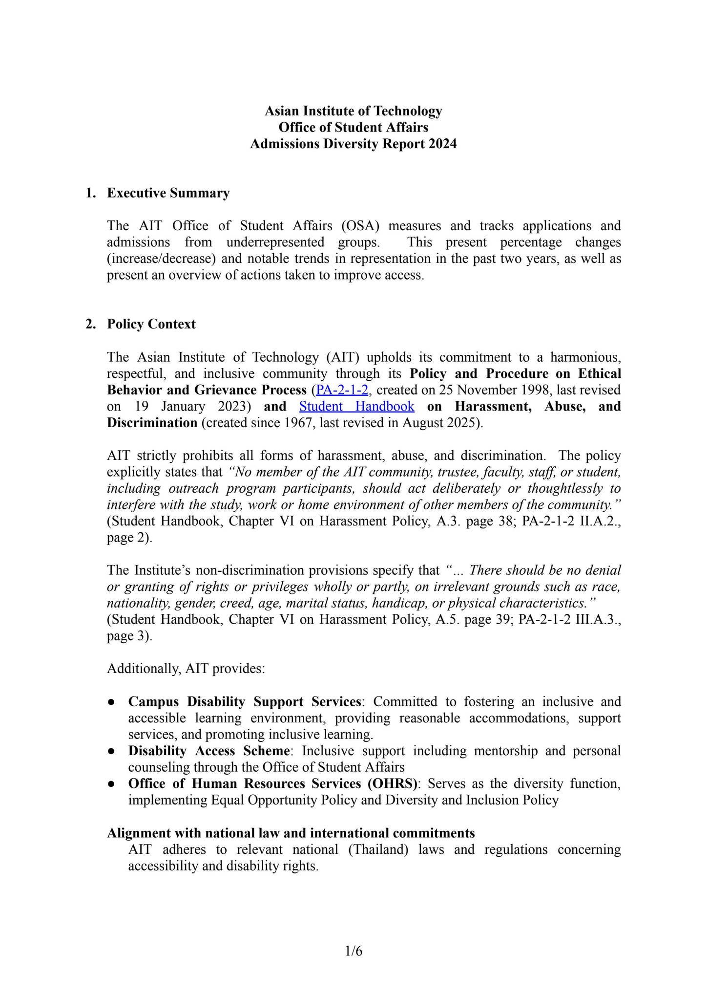 OSA 10.6.2 Admissions Diversity Report 2024 signed.docx by AITasia - Issuu