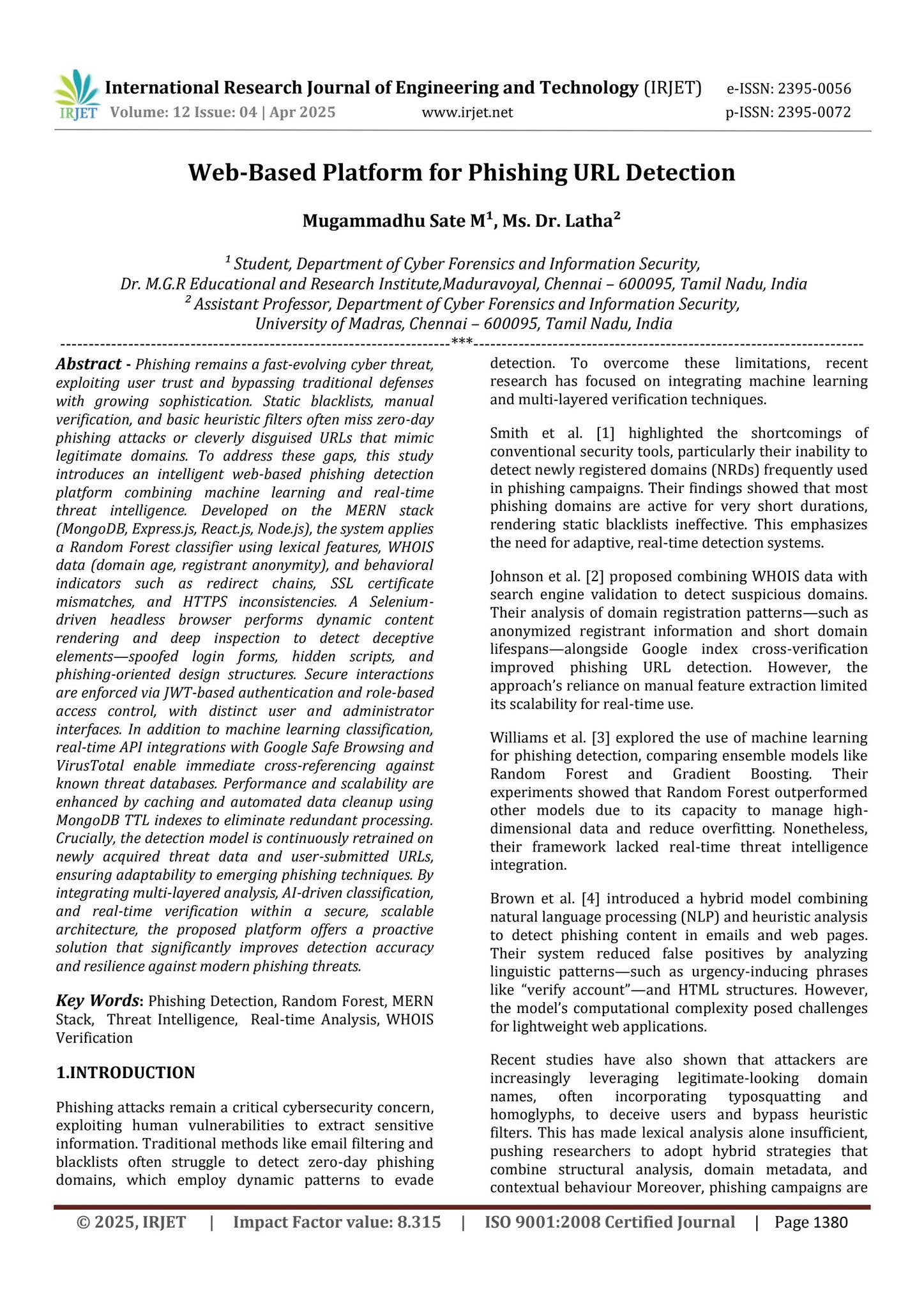 Web-Based Platform for Phishing URL Detection by IRJET Journal - Issuu