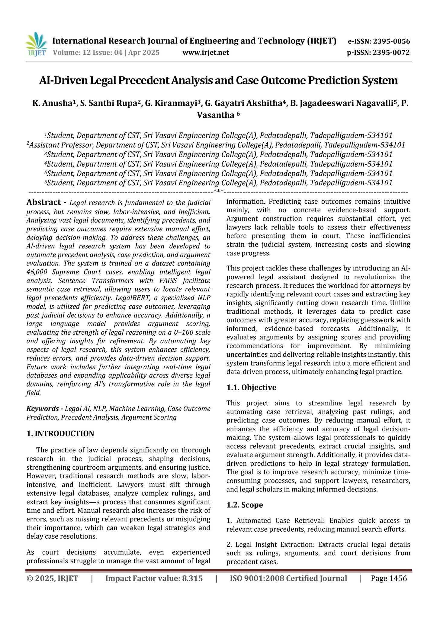 AI-Driven Legal Precedent Analysis and Case Outcome Prediction System ...