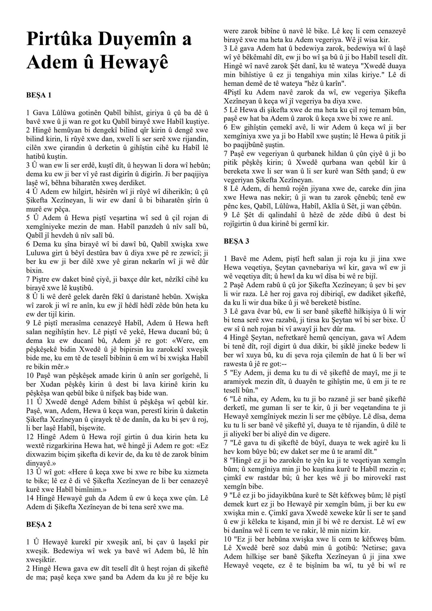 Kurdish Northern Kurmanji - 2nd Book of Adam and Eve by Filipino Tracts ...