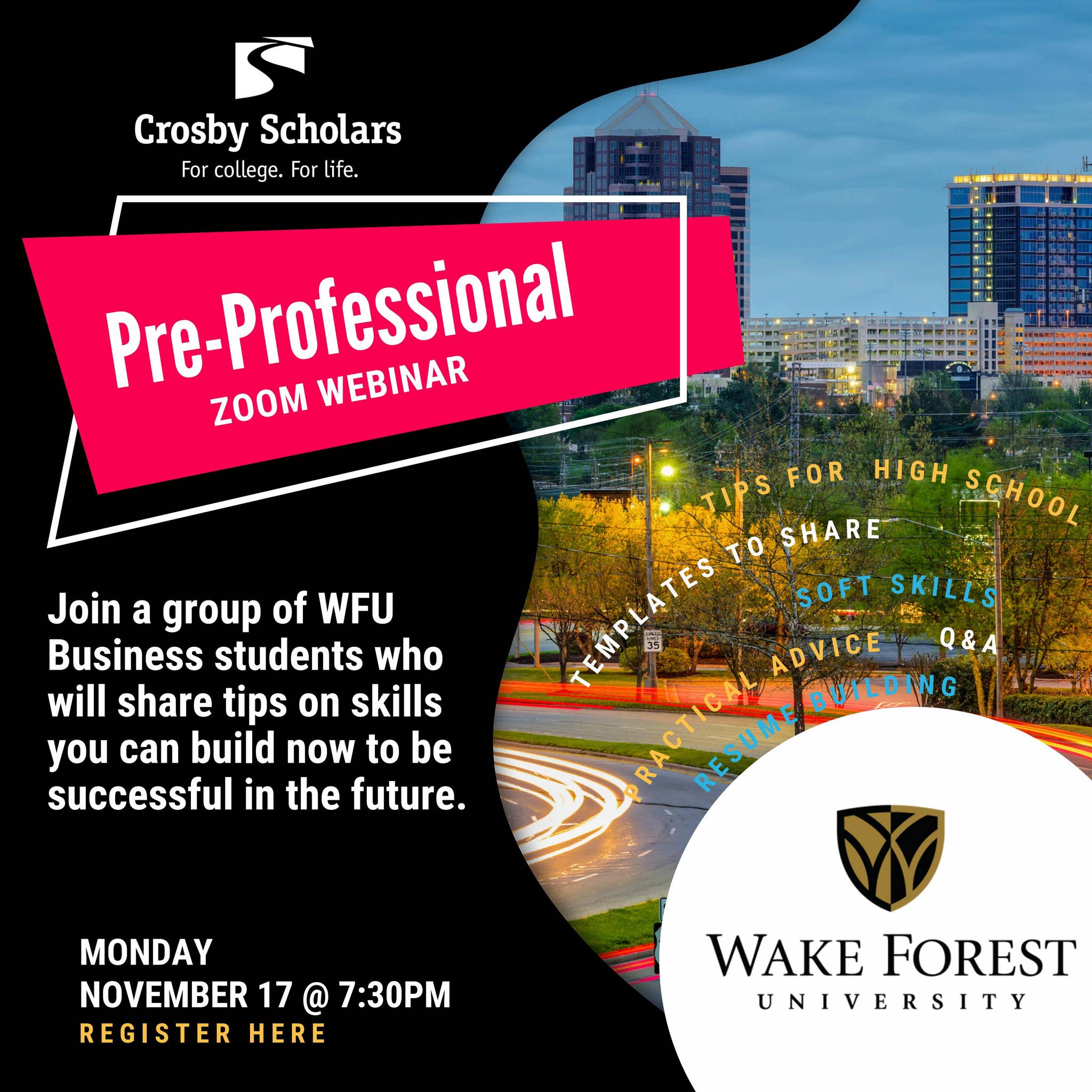 WFU Pre-Professional Webinar by Crosby Scholars Community Partnership ...