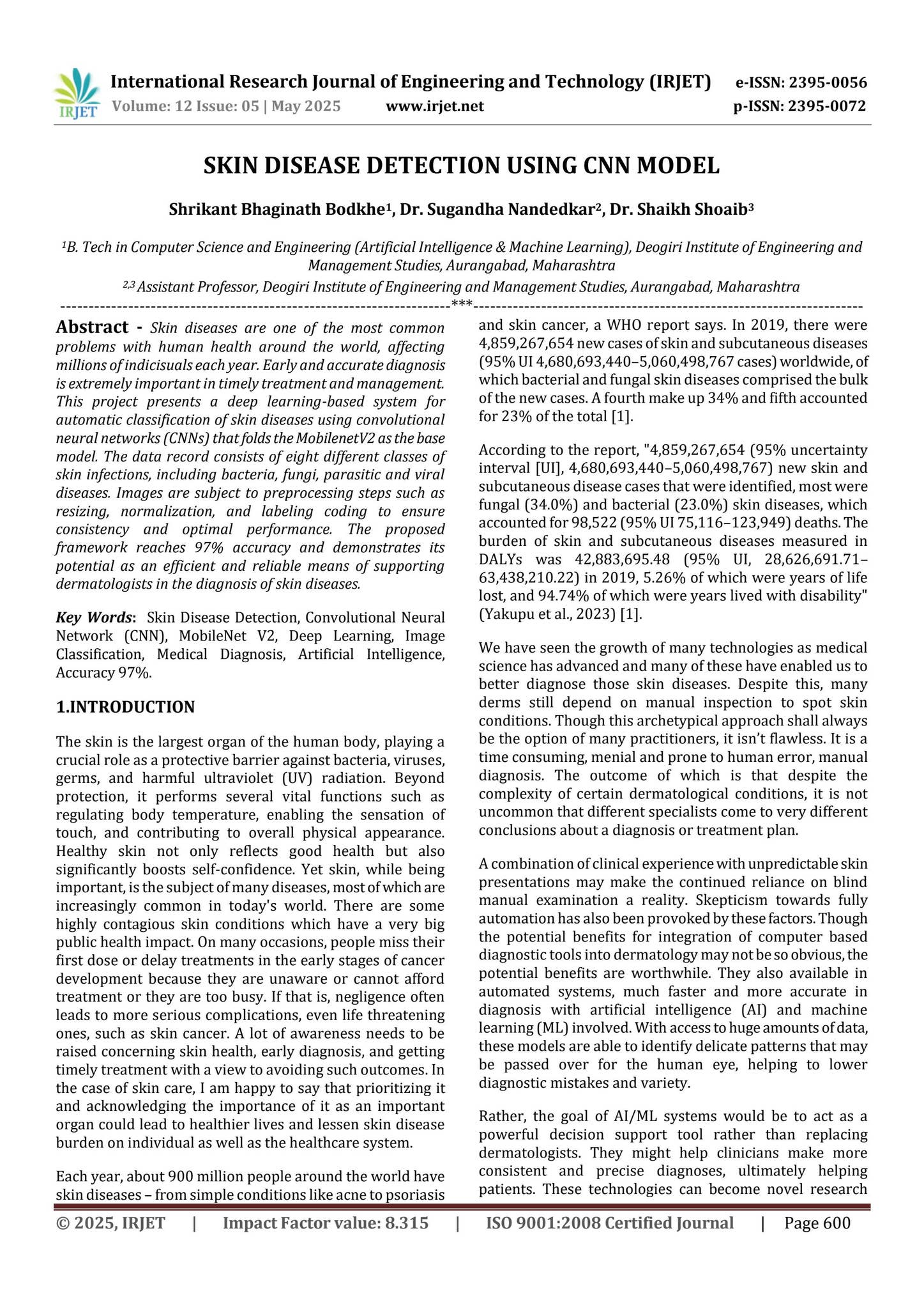 SKIN DISEASE DETECTION USING CNN MODEL by IRJET Journal - Issuu