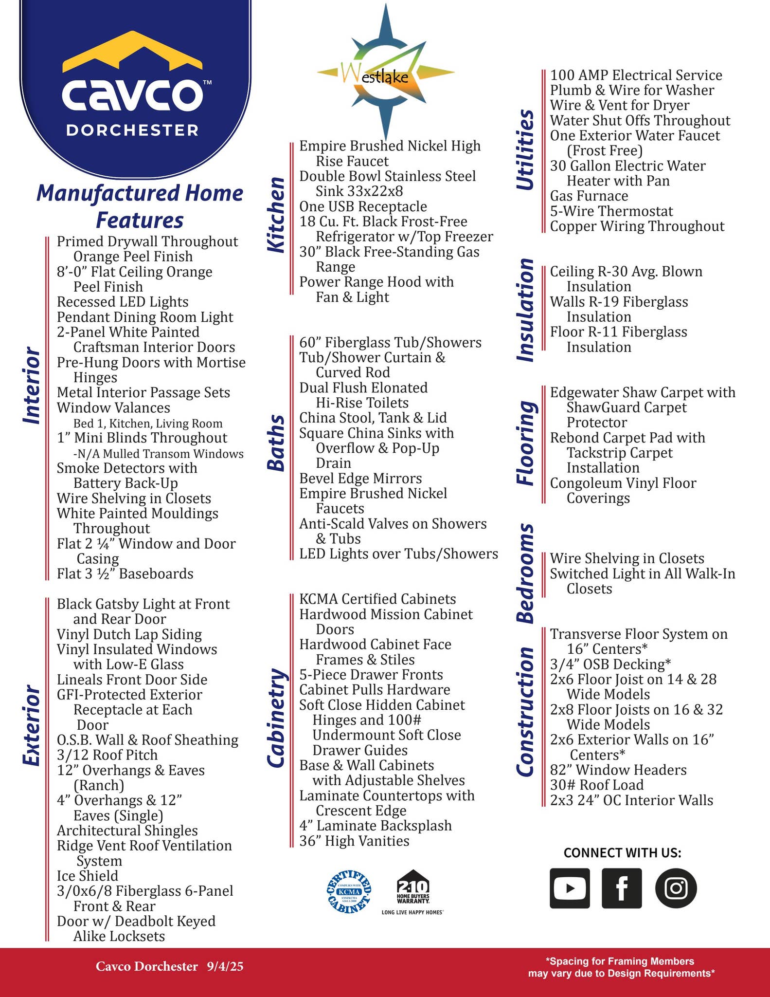 Westlake Manufactured Standard Features by Commodore Homes, LLC - Issuu