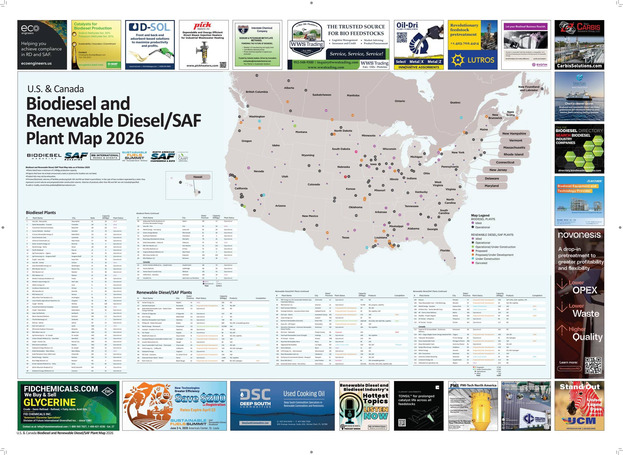 2026 U.S. and Canada Biodiesel & Renewable Diesel/SAF Plant Map by BBI ...
