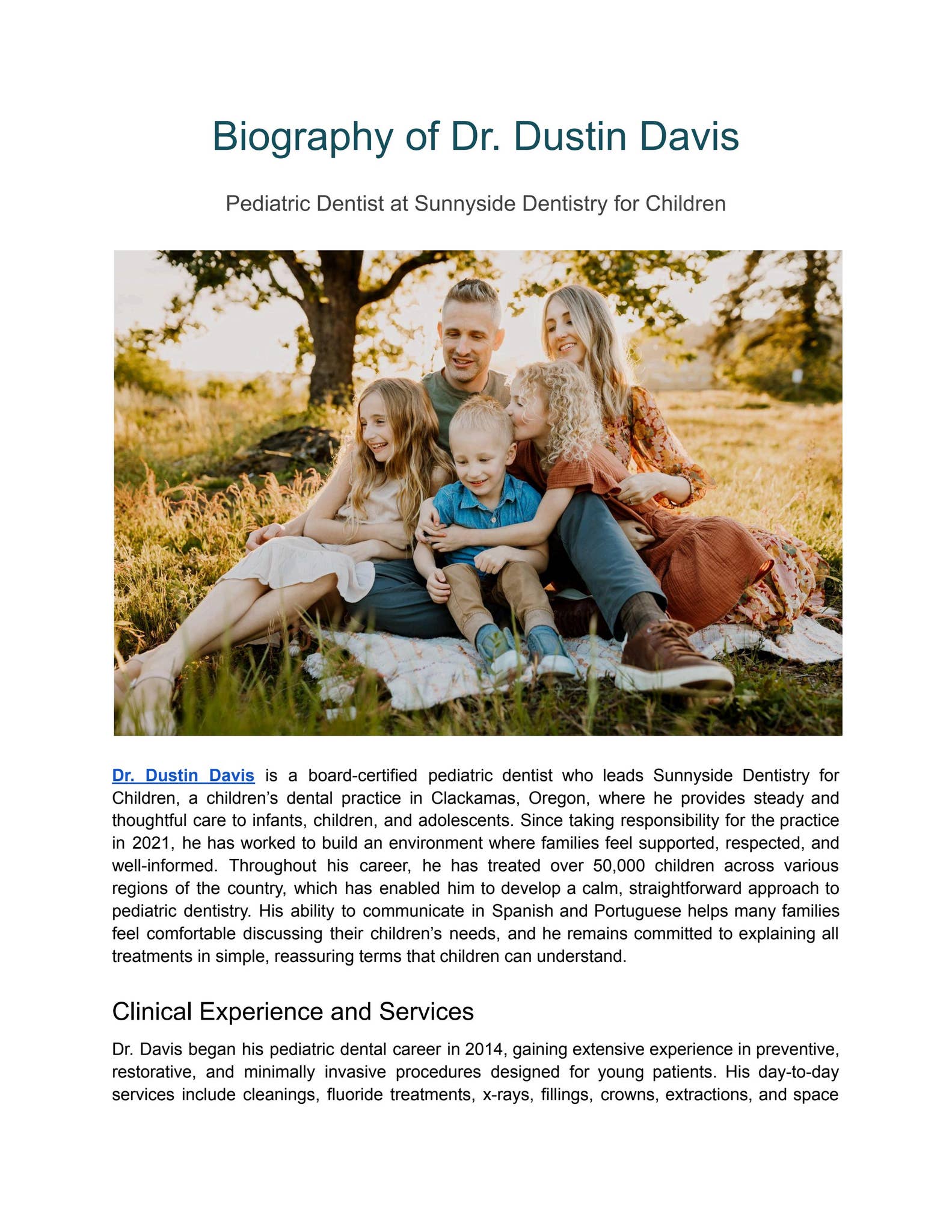 Biography of Dr. Dustin Davis by Dr. Dustin Davis - Issuu