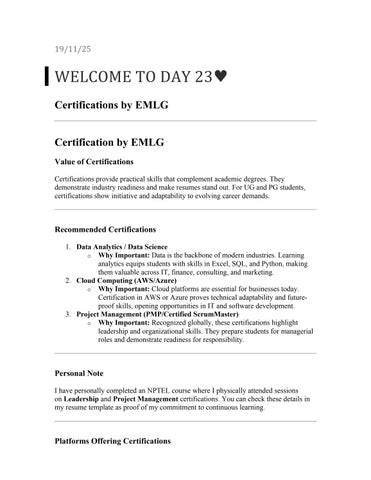 Certifications By EMLG by Edhimanalifeguruu - Issuu
