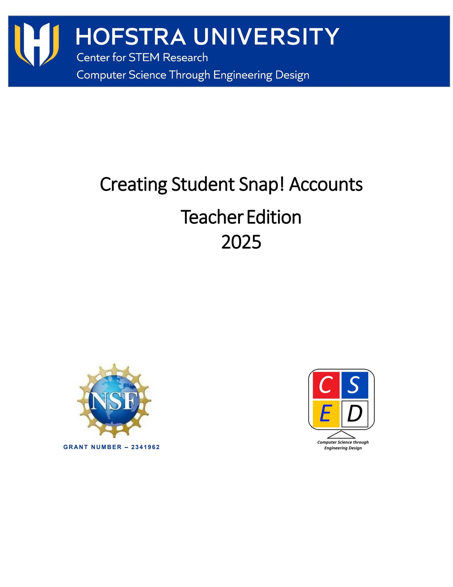 Create a Student Snap! Accounts | Teacher Edition 2025 by Hofstra ...