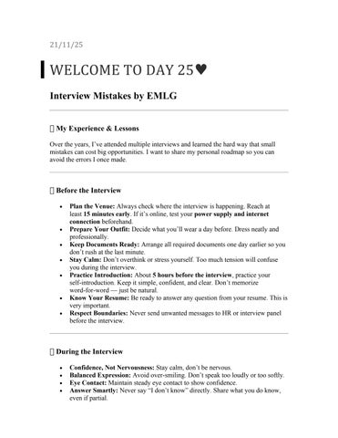 Interview mistakes by EMLG by Edhimanalifeguruu - Issuu