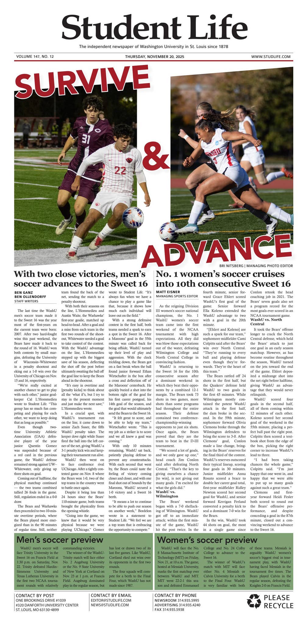 November 20, 2025 Student Life Newspaper, WashU in St. Louis by ...