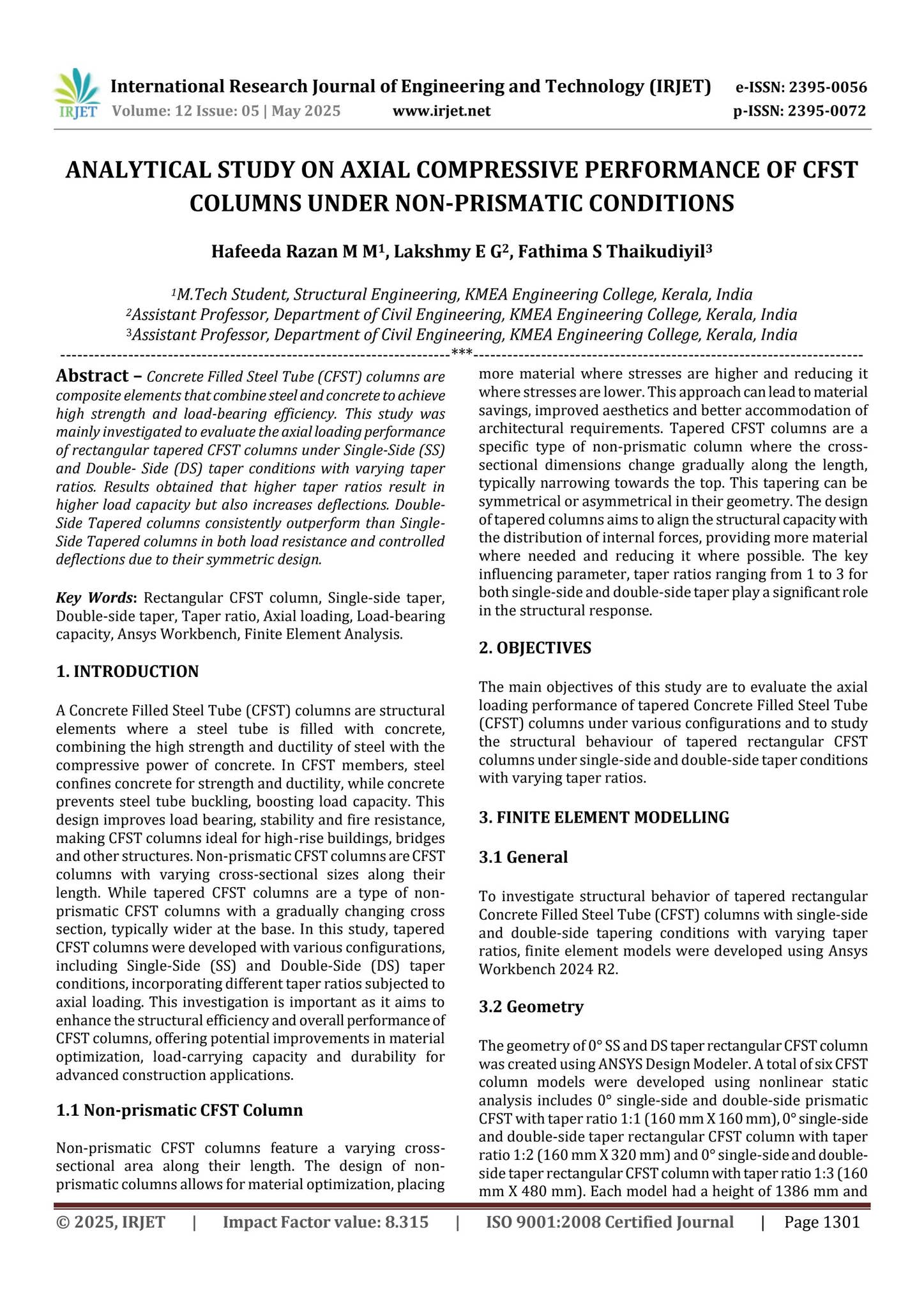 ANALYTICAL STUDY ON AXIAL COMPRESSIVE PERFORMANCE OF CFST COLUMNS UNDER ...