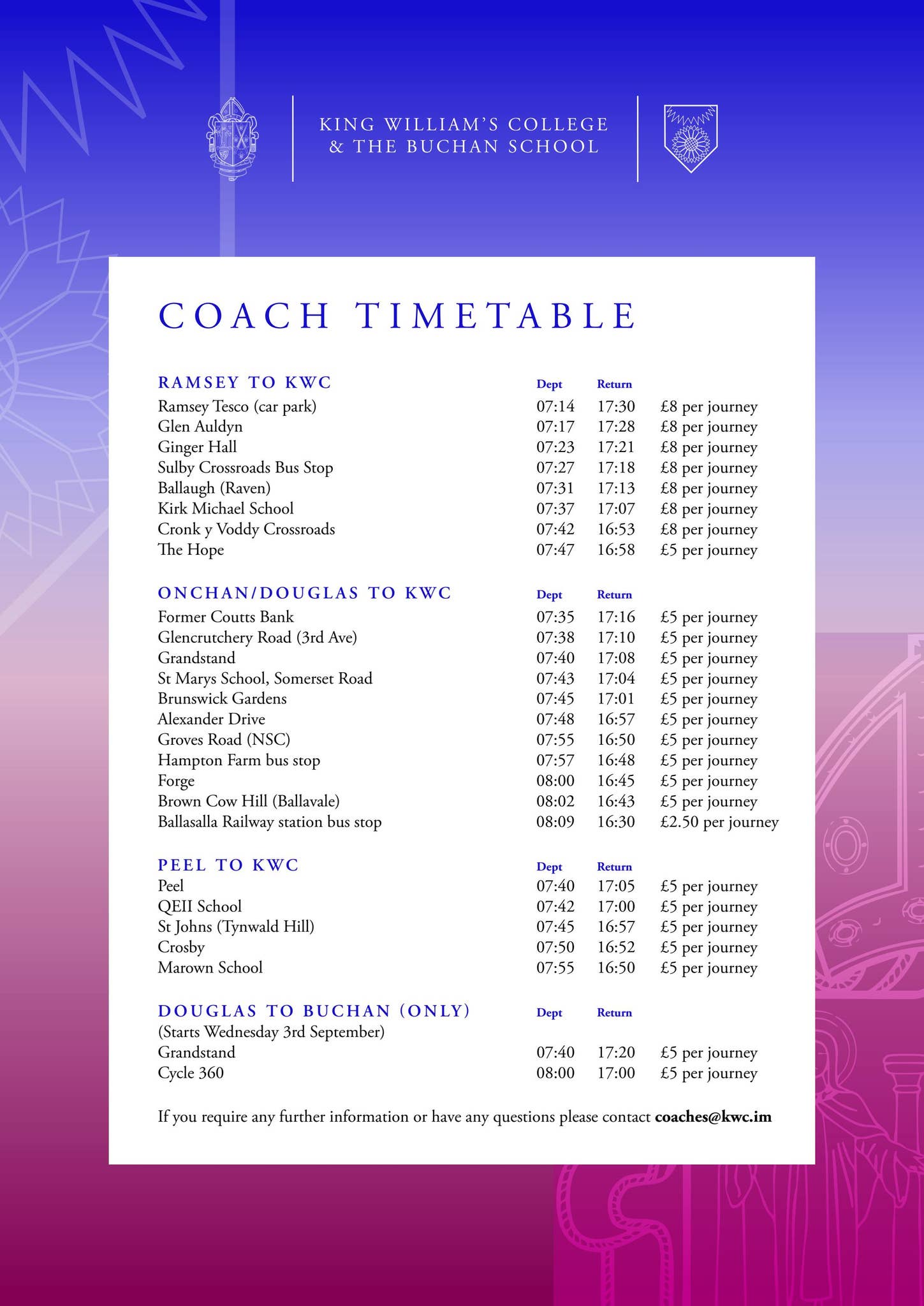 Coach Timetables by kingwilliamscollege - Issuu
