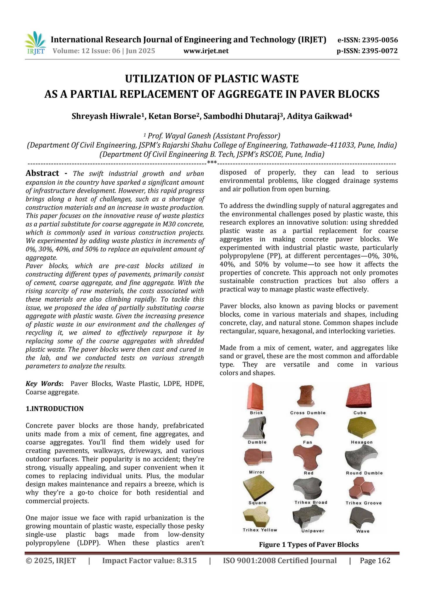 UTILIZATION OF PLASTIC WASTE AS A PARTIAL REPLACEMENT OF AGGREGATE IN ...