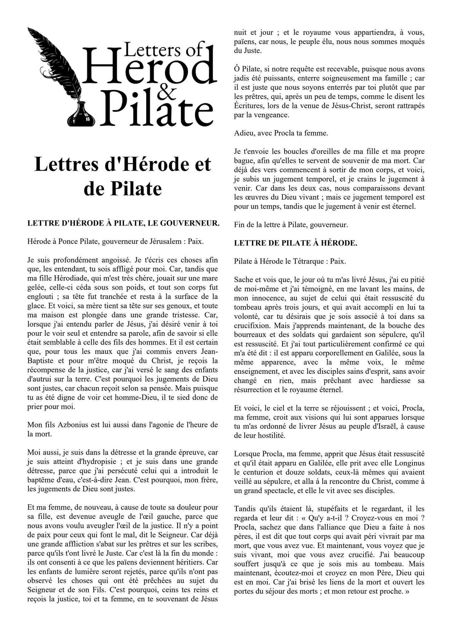 French - Letters of Herod and Pilate by Filipino Tracts and Literature ...