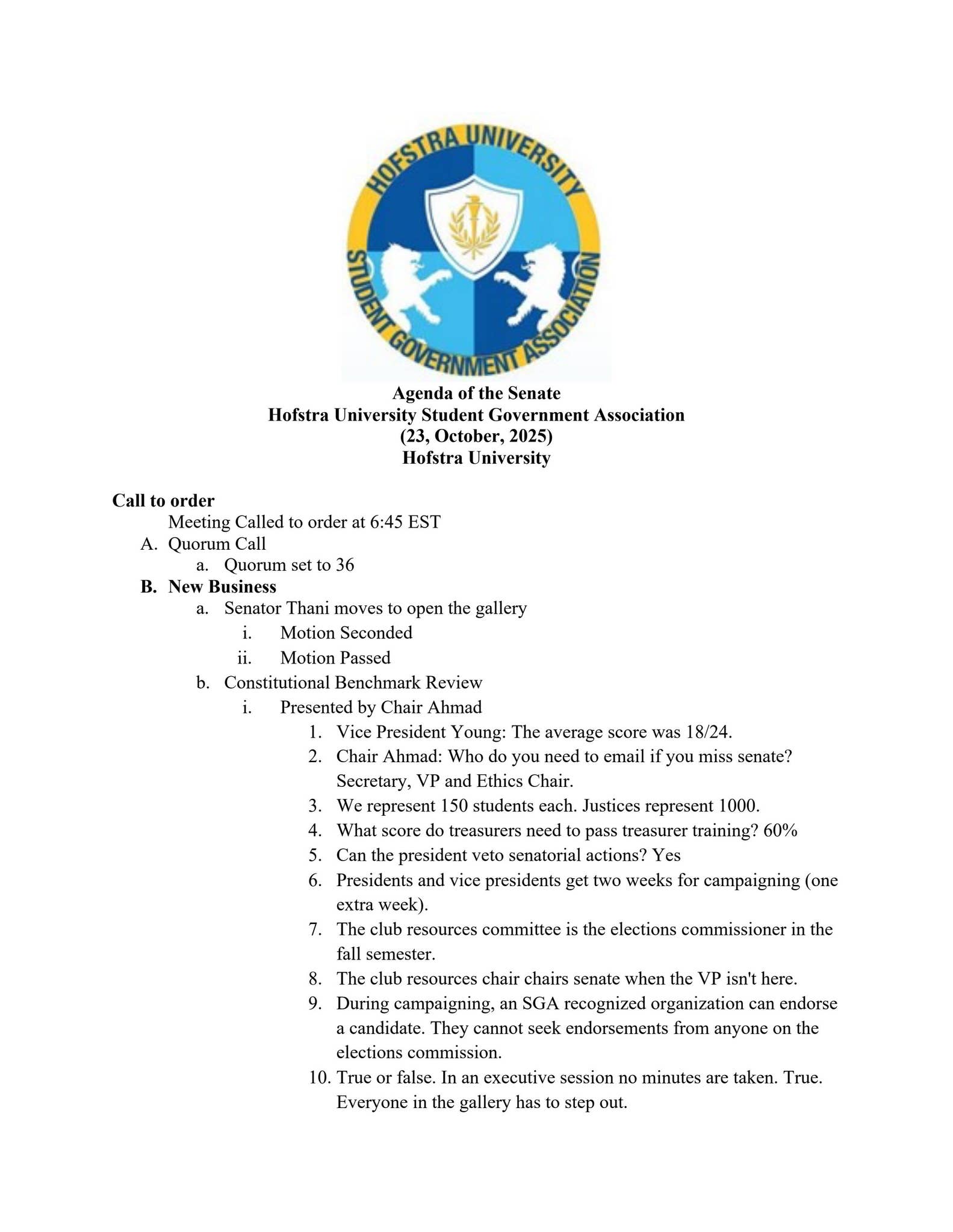 October 23, 2025 | Hofstra University Student Government Association by ...