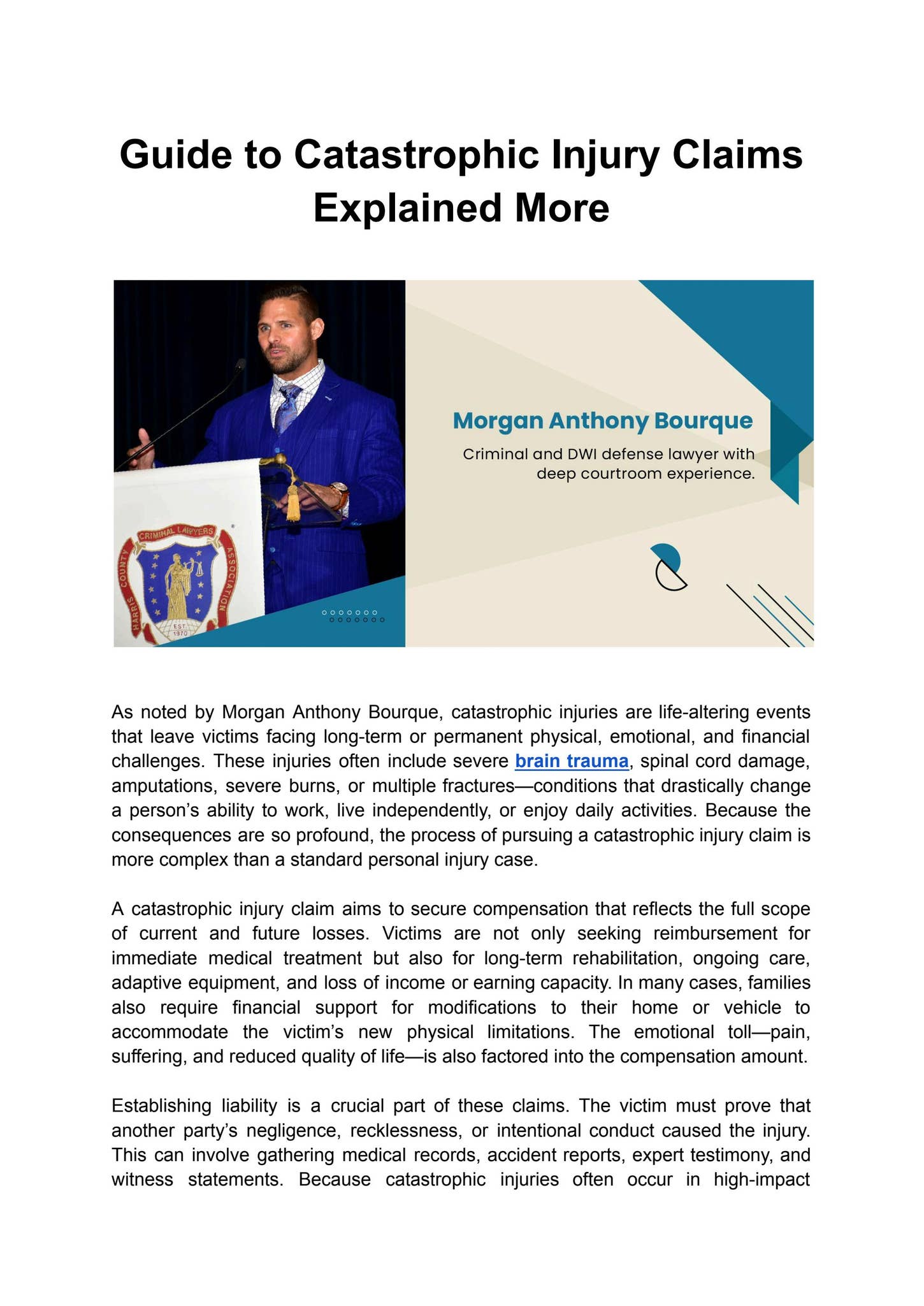 Guide to Catastrophic Injury Claims Explained More by Morgan Anthony ...