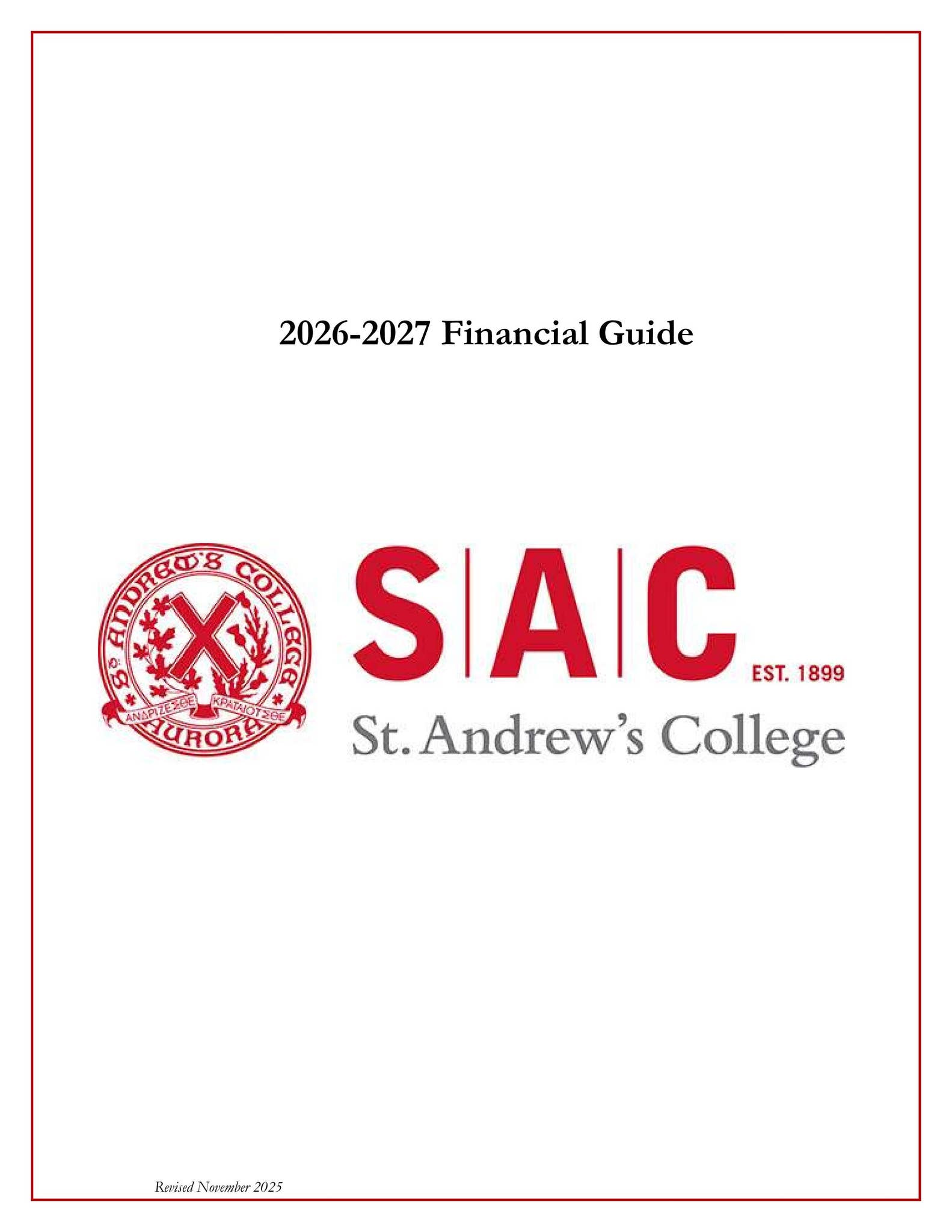 SAC Financial Guide 2026-2027 by St. Andrew's College - Issuu