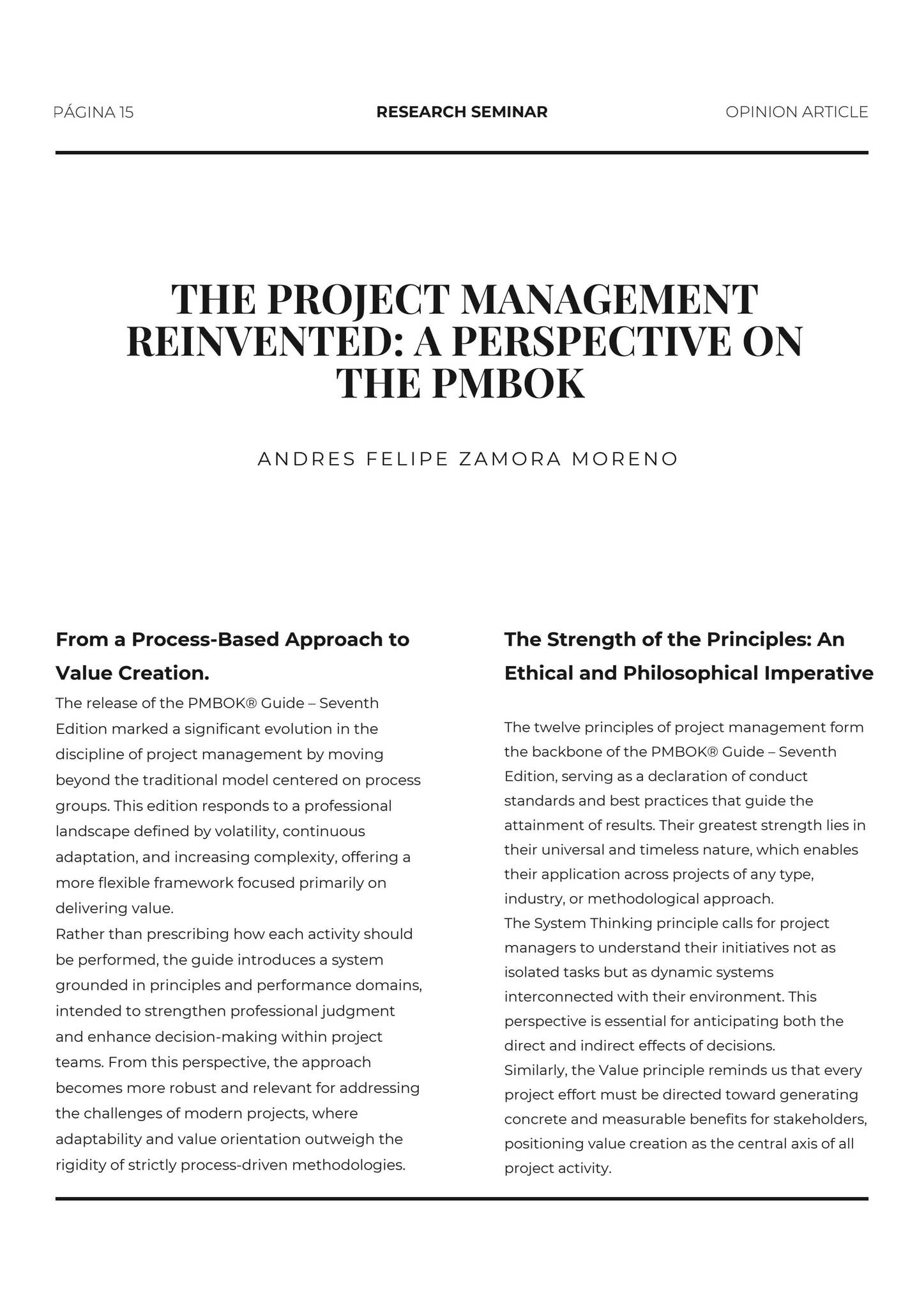 The Project Management Reinvented: A Perspective on the PMBOK by Andres ...