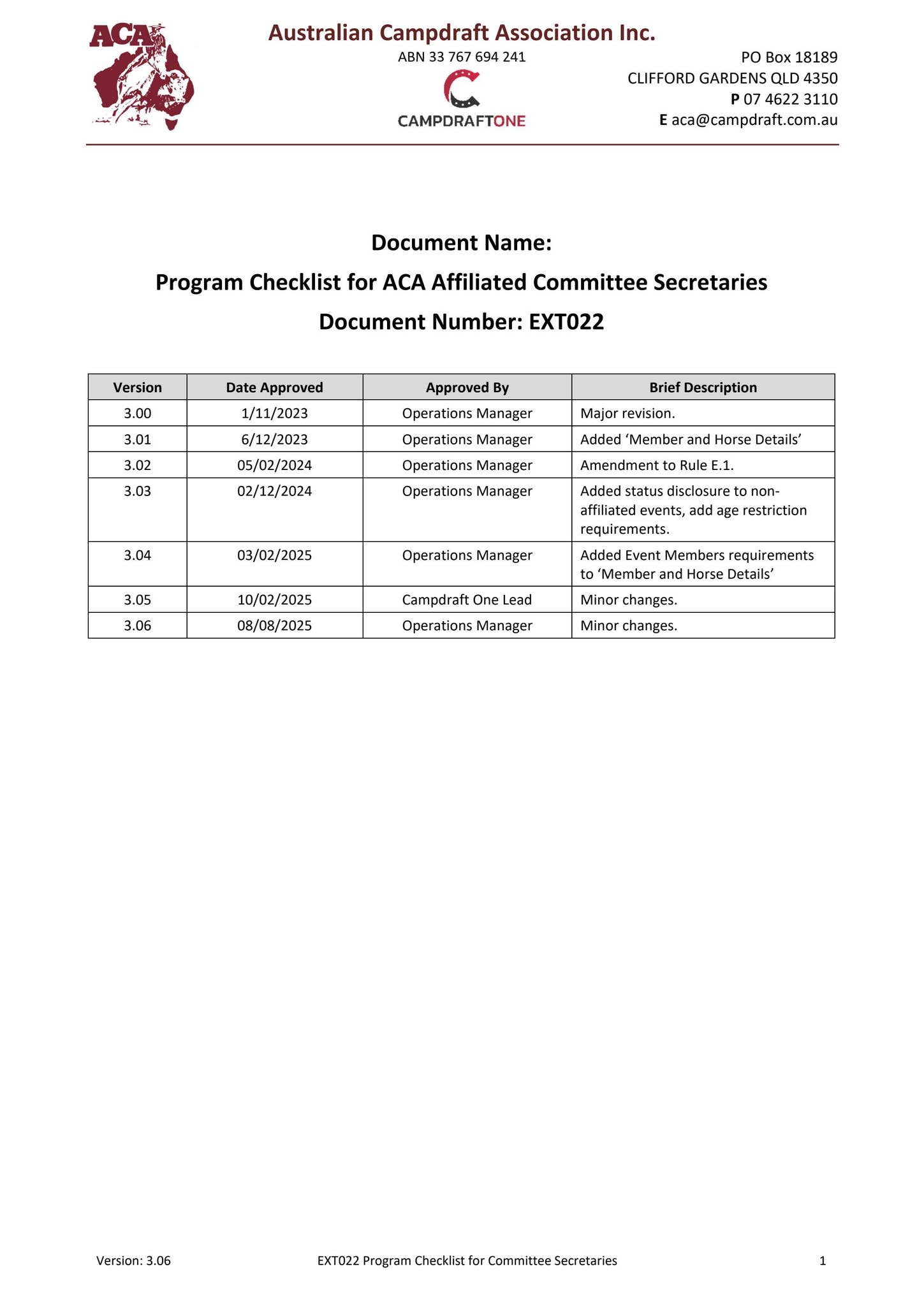 EXT022 Program Checklist for Committee Secretaries by ...