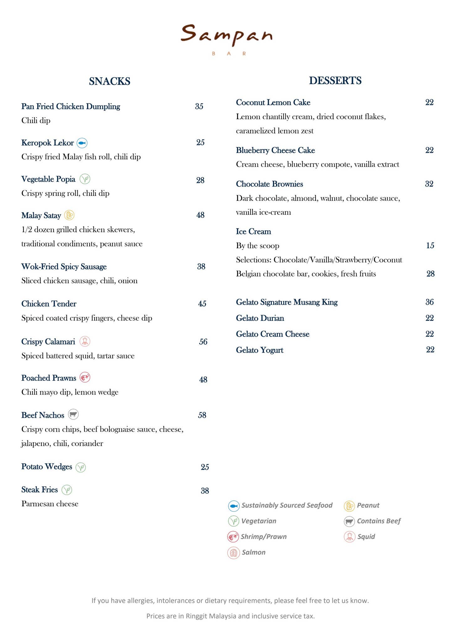 MENU: Sampan Bar À La Carte Menu by Hyatt Regency Kuantan Resort - Issuu