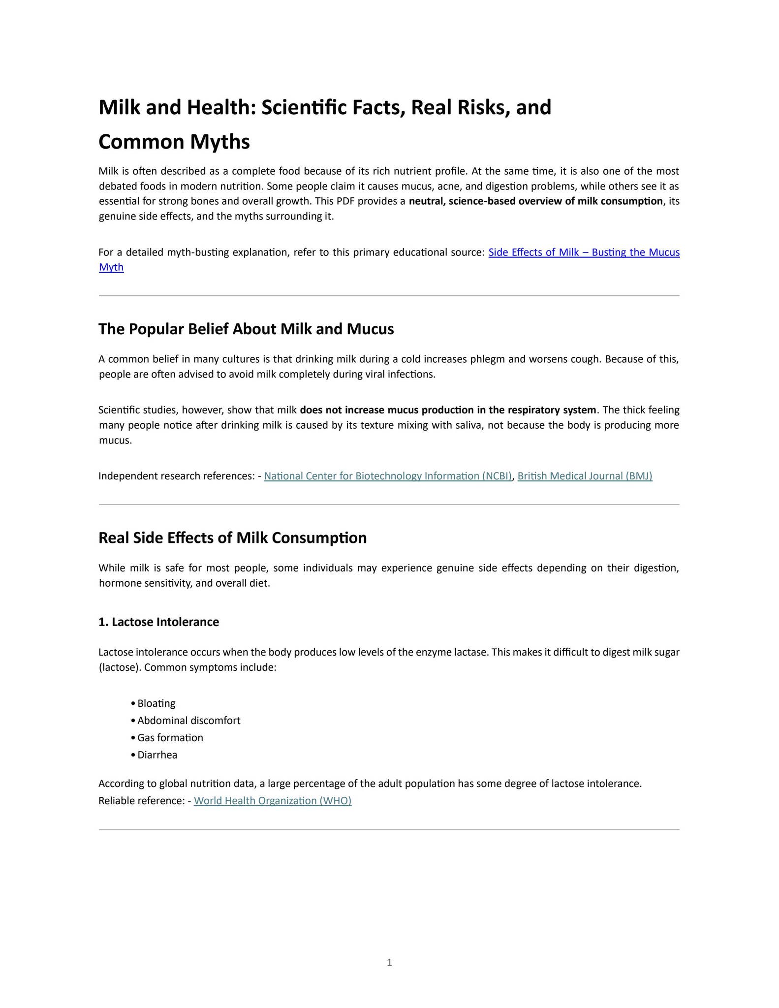 Milk Side Effects: Myths, Facts & Health Impact by Mythbustinghub - Issuu