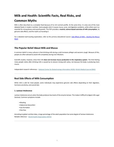 Milk Side Effects: Myths, Facts & Health Impact by Mythbustinghub - Issuu