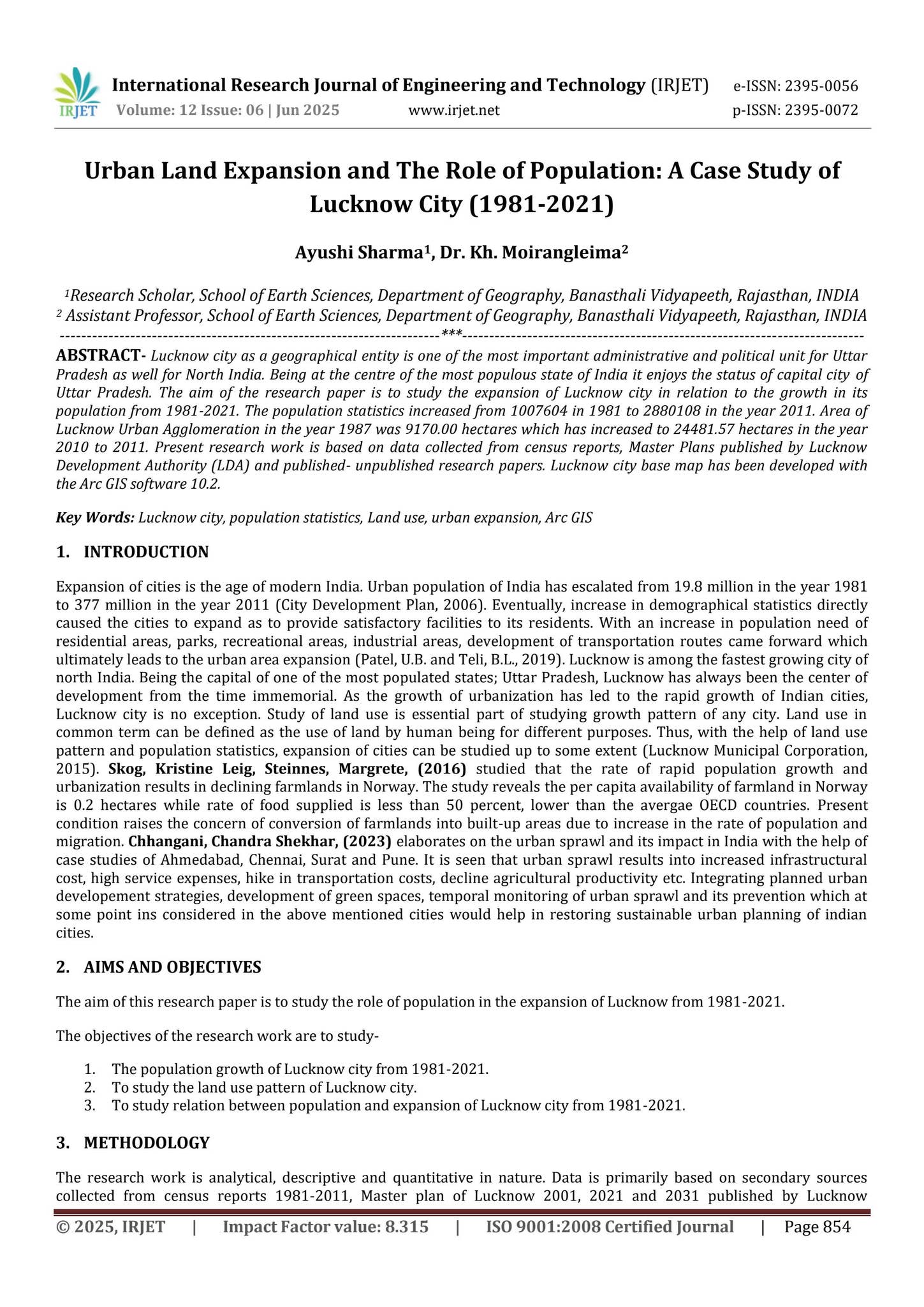 Urban Land Expansion and The Role of Population: A Case Study of ...