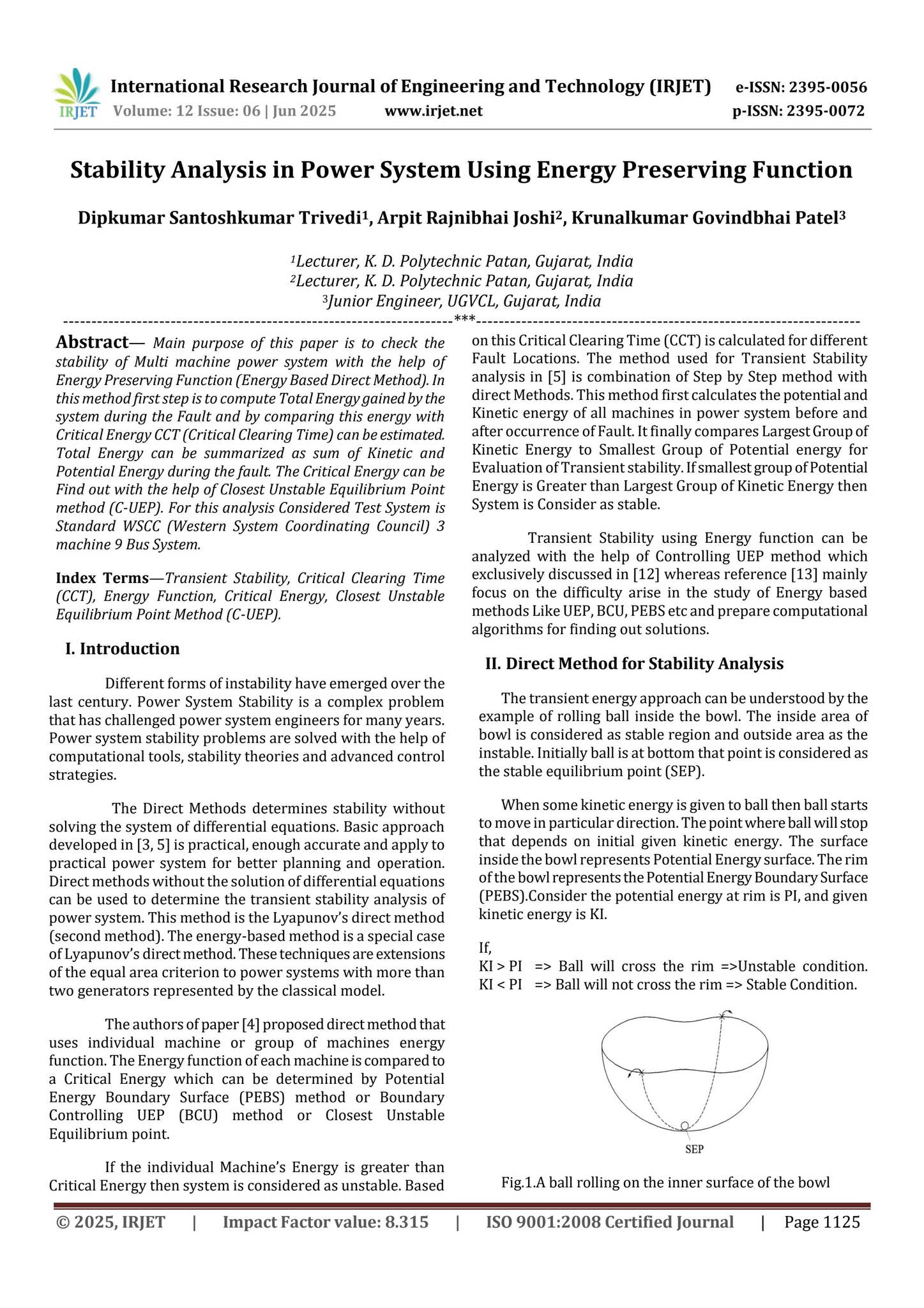 Stability Analysis in Power System Using Energy Preserving Function by ...