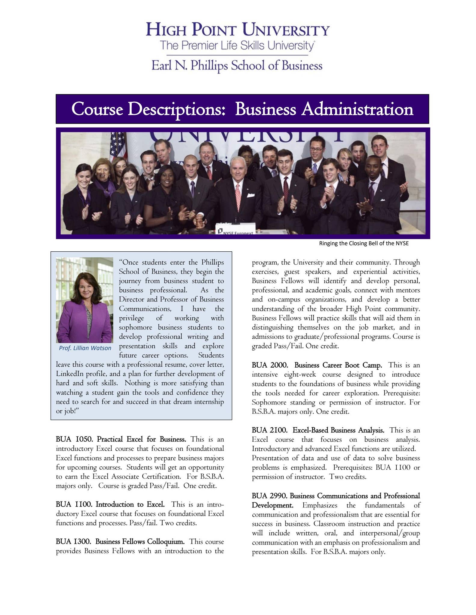 Business Administration Course Descriptions 2025-2026 by High Point ...