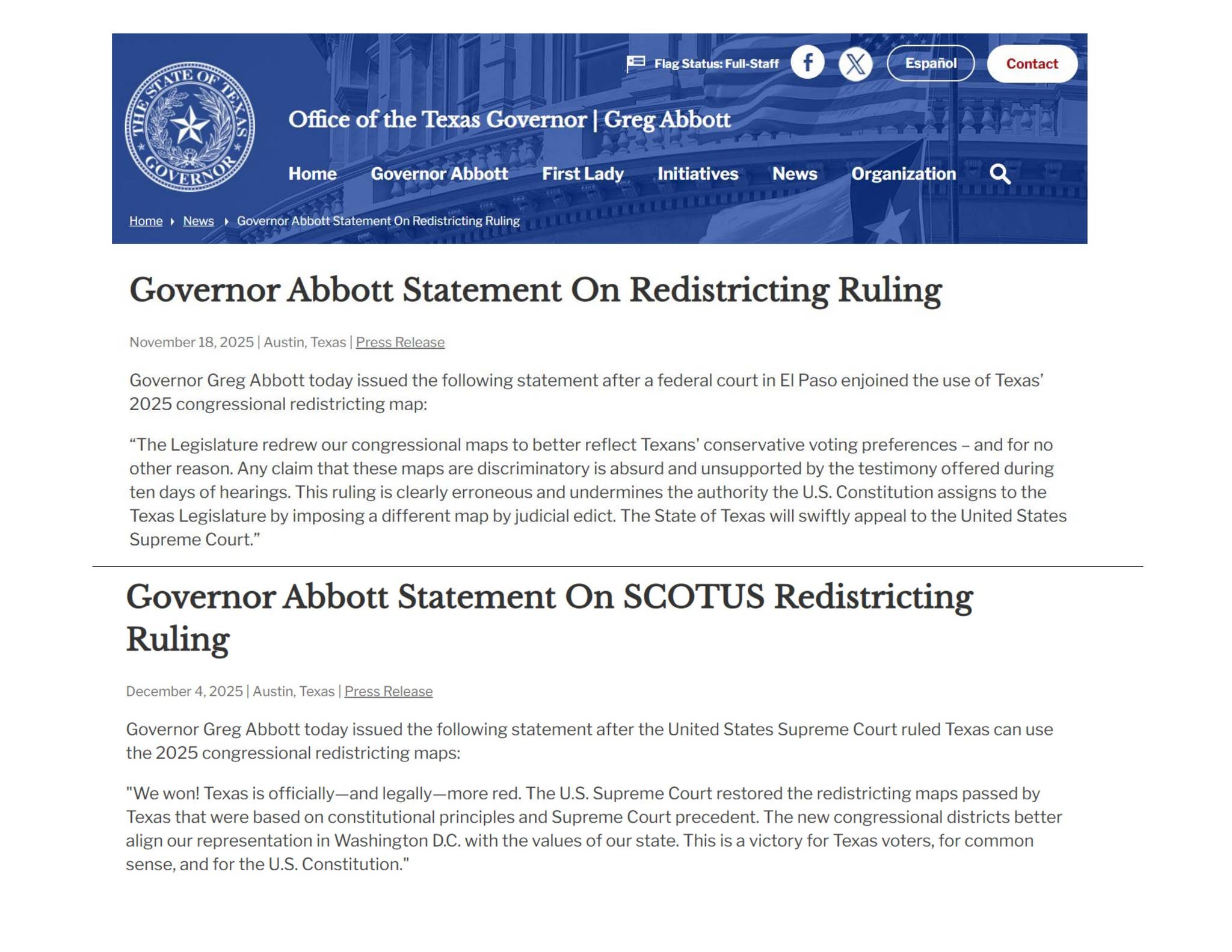 Texas Governor Statements by mrrich - Issuu