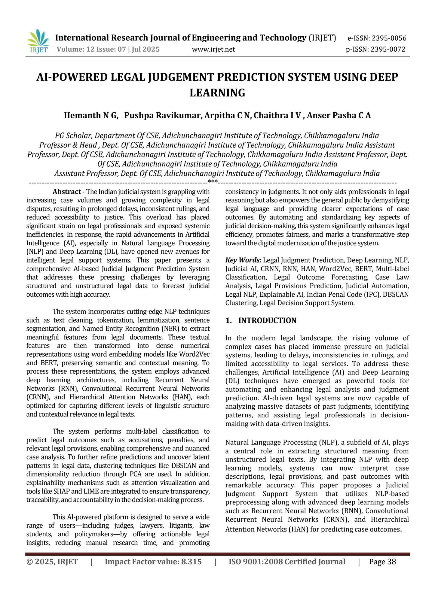 AI-POWERED LEGAL JUDGEMENT PREDICTION SYSTEM USING DEEP LEARNING by ...