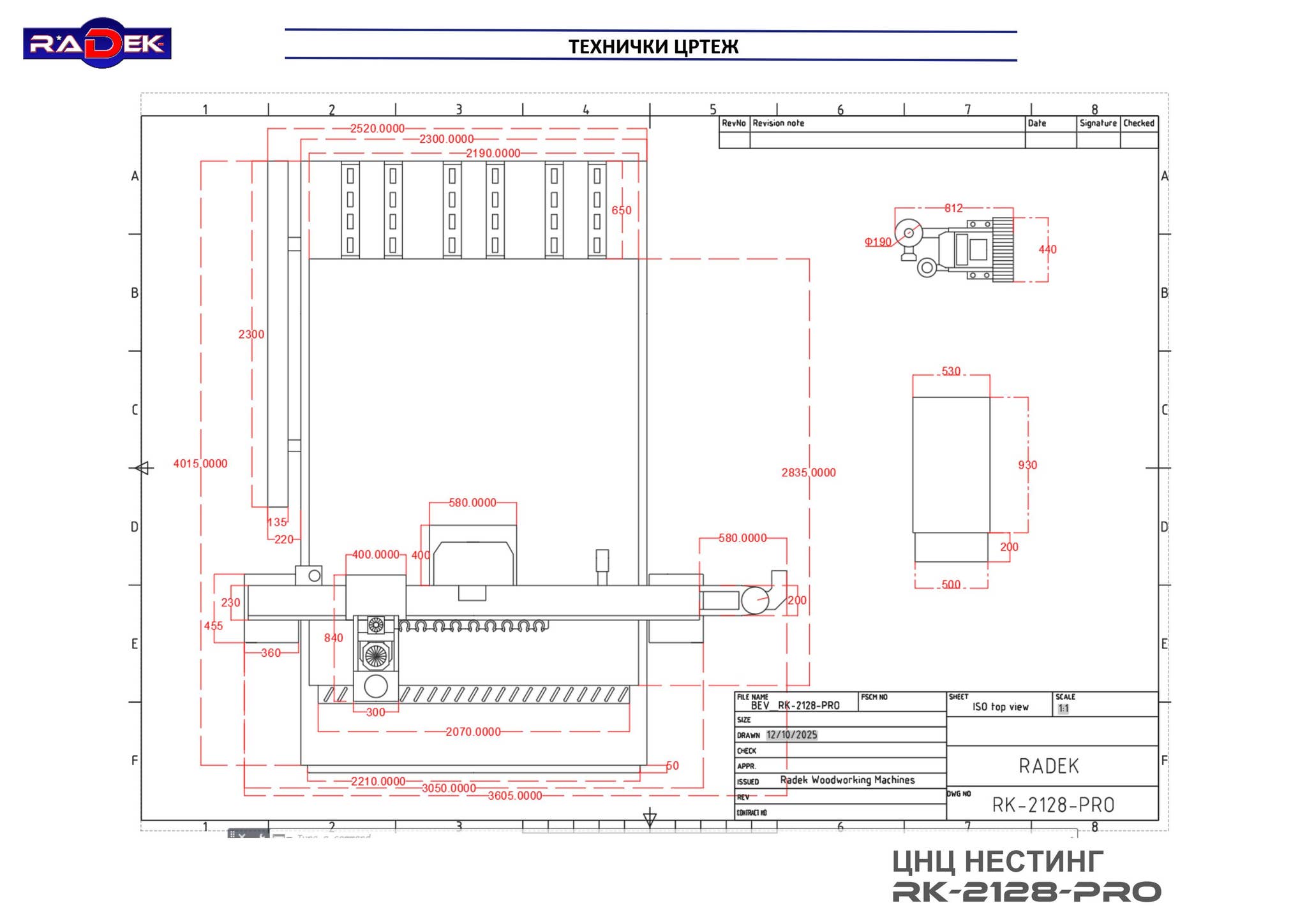 CNC NESTING (RK-2128-PRO) - TECHNICAL DRAW AND ELECTRICAL INSTALLATION ...