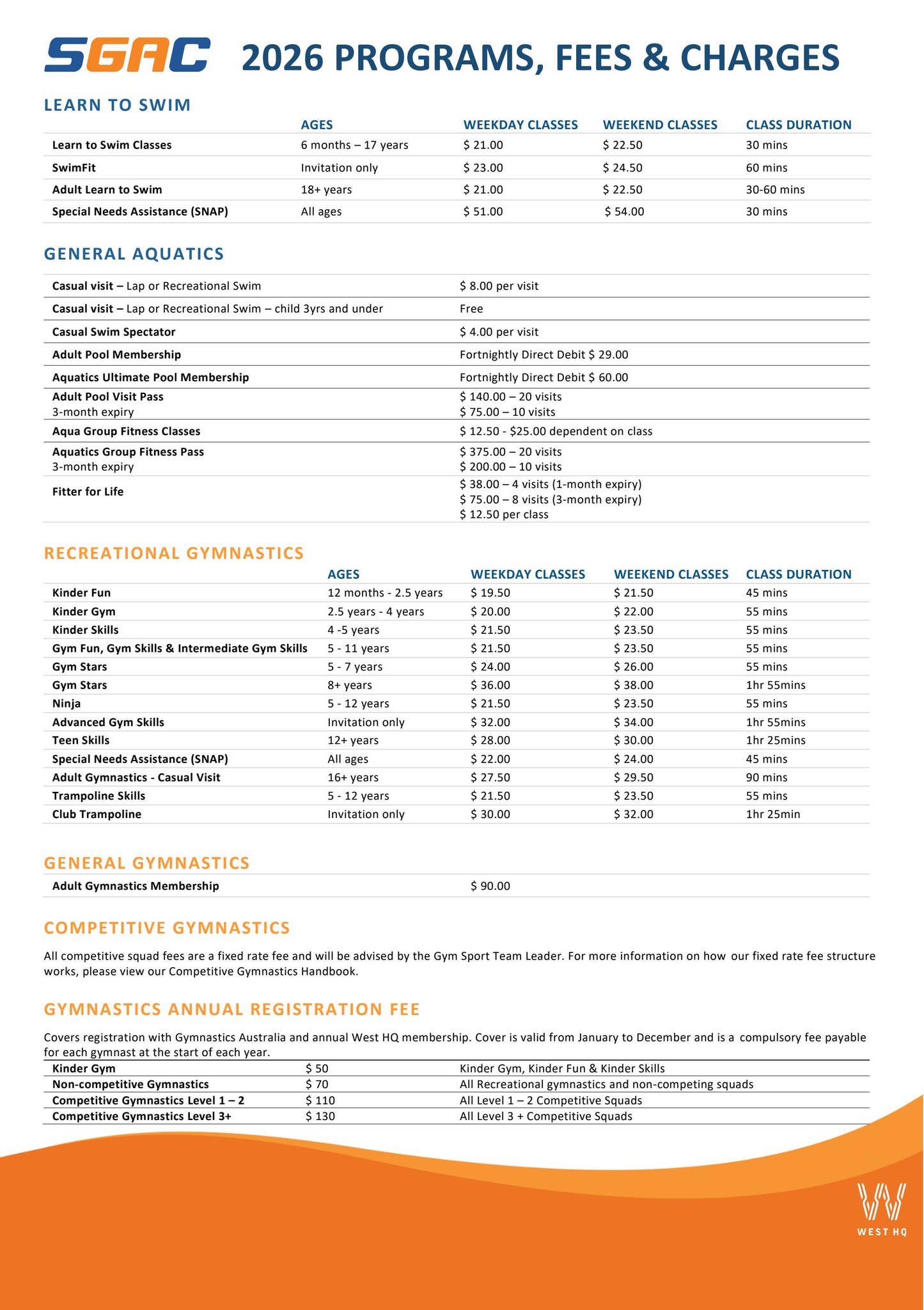 SGAC Programs, Fees and Charges 2026 by westhq - Issuu