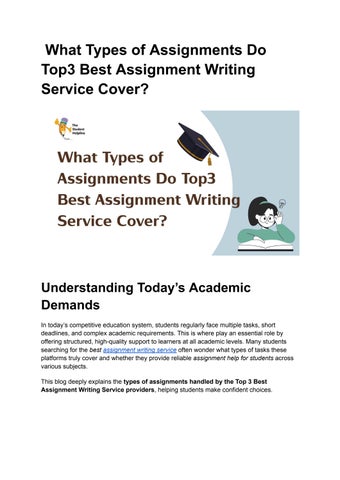 What Types of Assignments Do Top3 Best Assignment Writing Service Cover ...