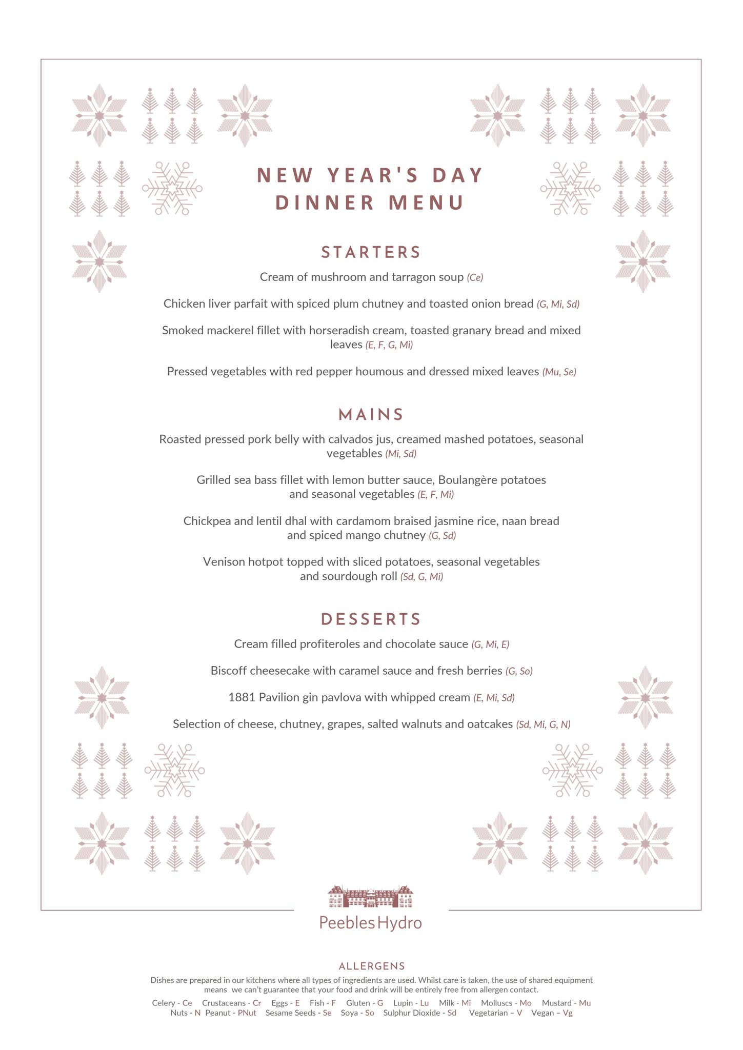Peebles Hydro New Years Day Dinner Menu 2025 by Peebles Hydro - Issuu