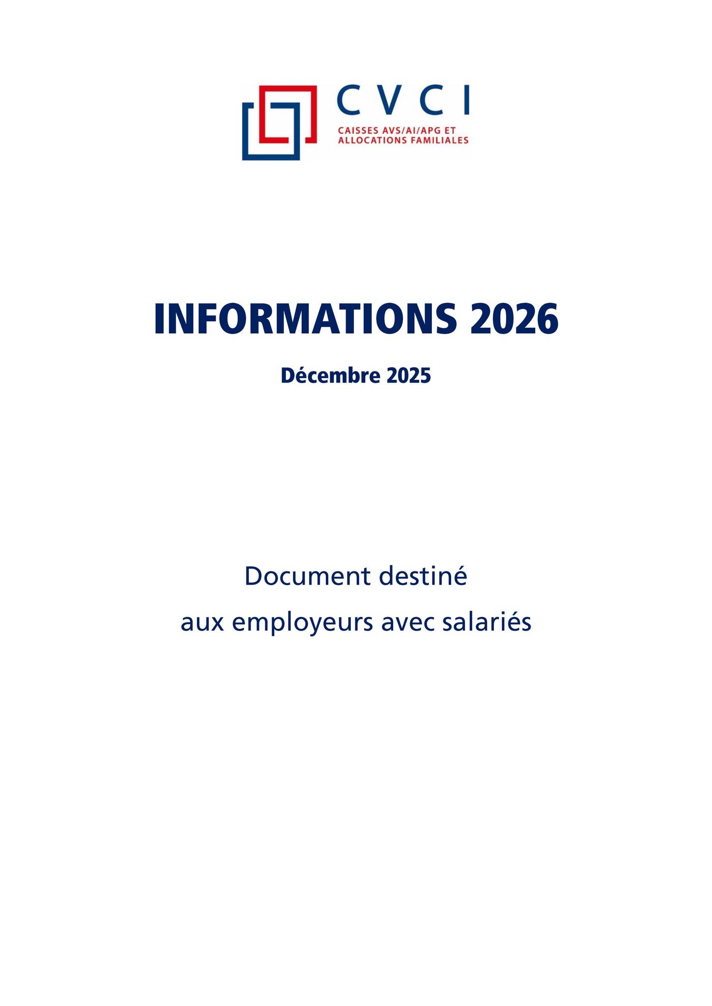 Caisses sociales CVCI - Informations 2026 pur les employeurs aves ...
