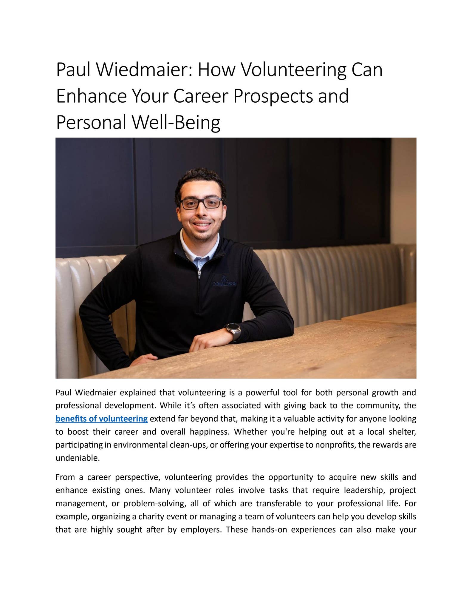 Paul Wiedmaier: How Volunteering Can Enhance Your Career Prospects and ...