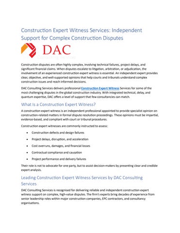 Construction Expert Witness Services Independent Support for Complex ...