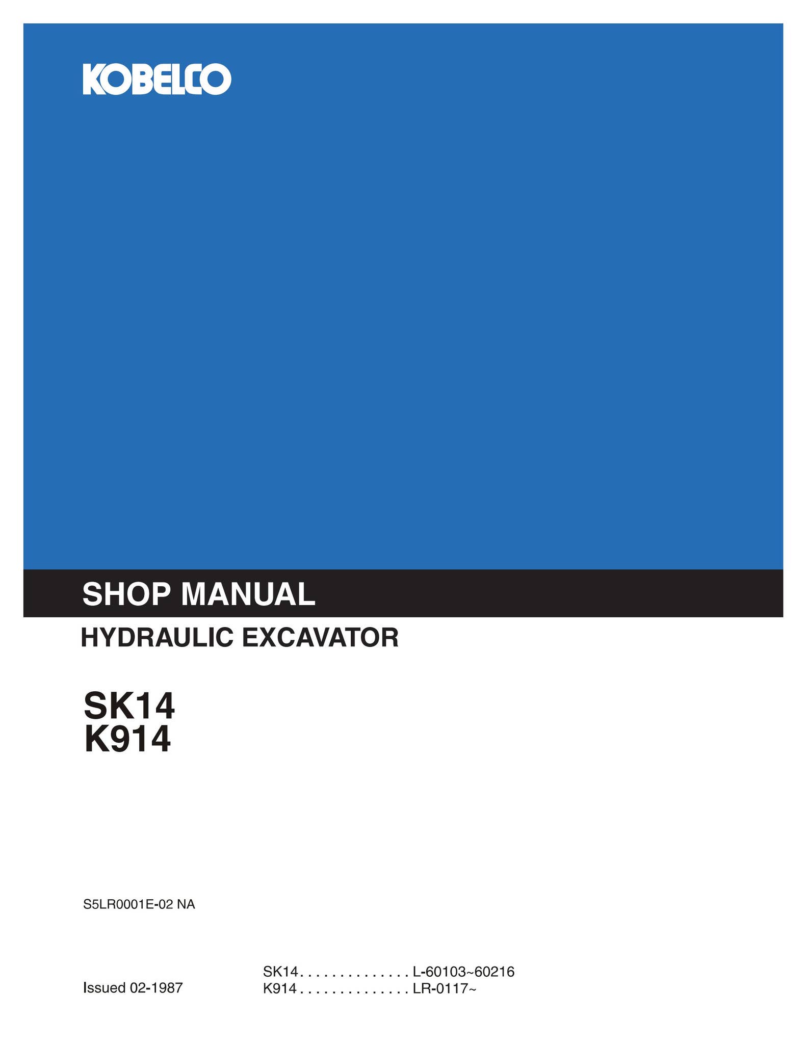 Service Manual - Kobelco SK14 Hydraulic Excavator by Heavy Equipment ...