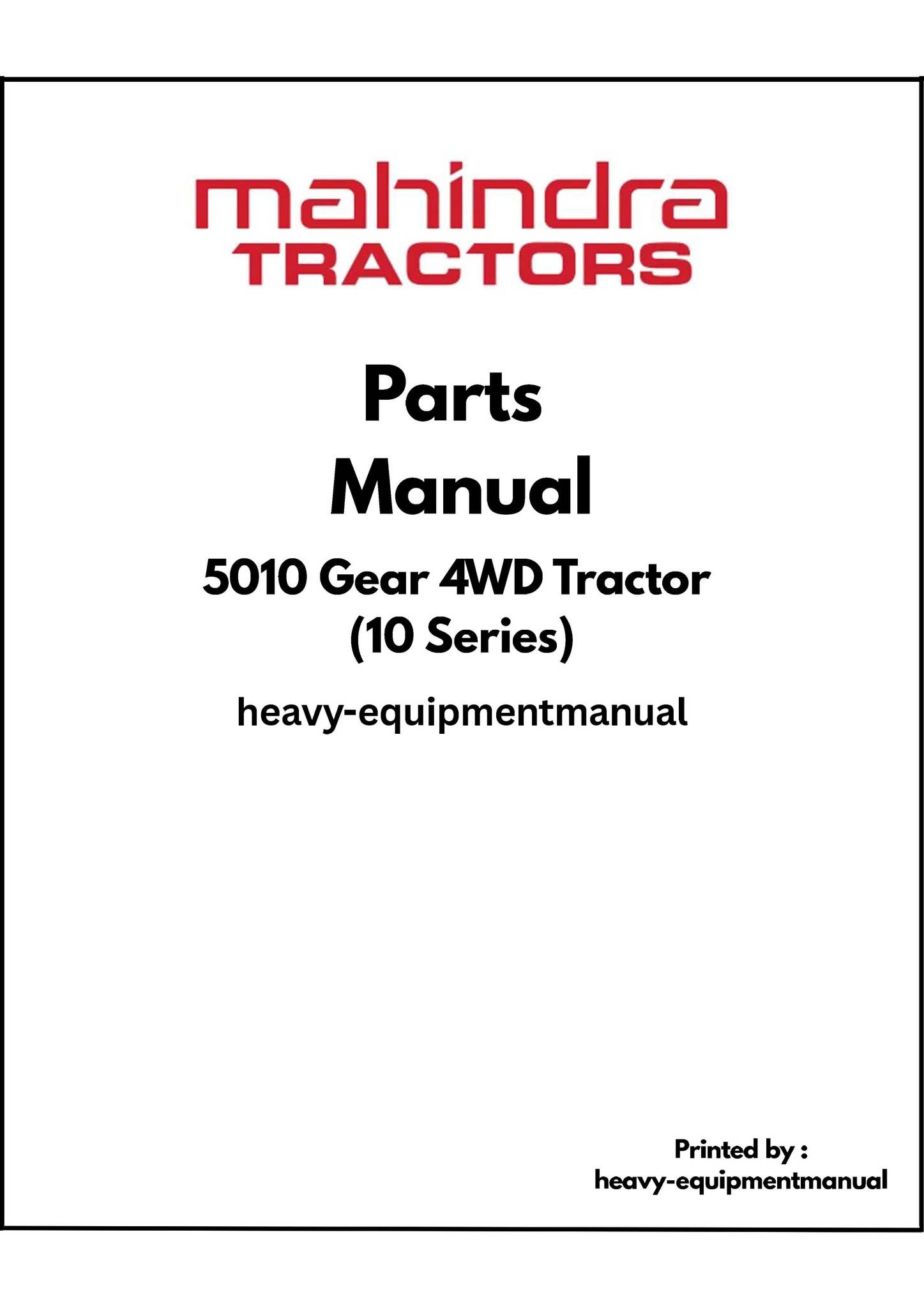 Parts Manual - Mahindra 5010 Gear 4WD Tractor by Heavy Equipment Manual ...