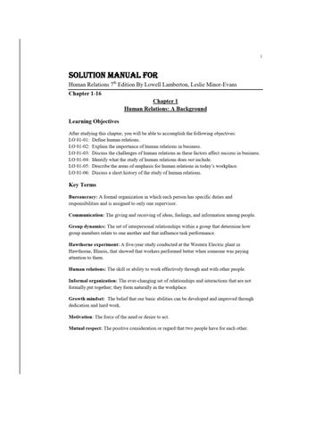 Solution Manual For Human Relations 7th Edition By Lowell Lamberton ...