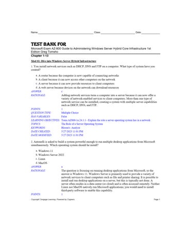 Test Bank For Microsoft Exam AZ-800 Guide to Administering Windows ...
