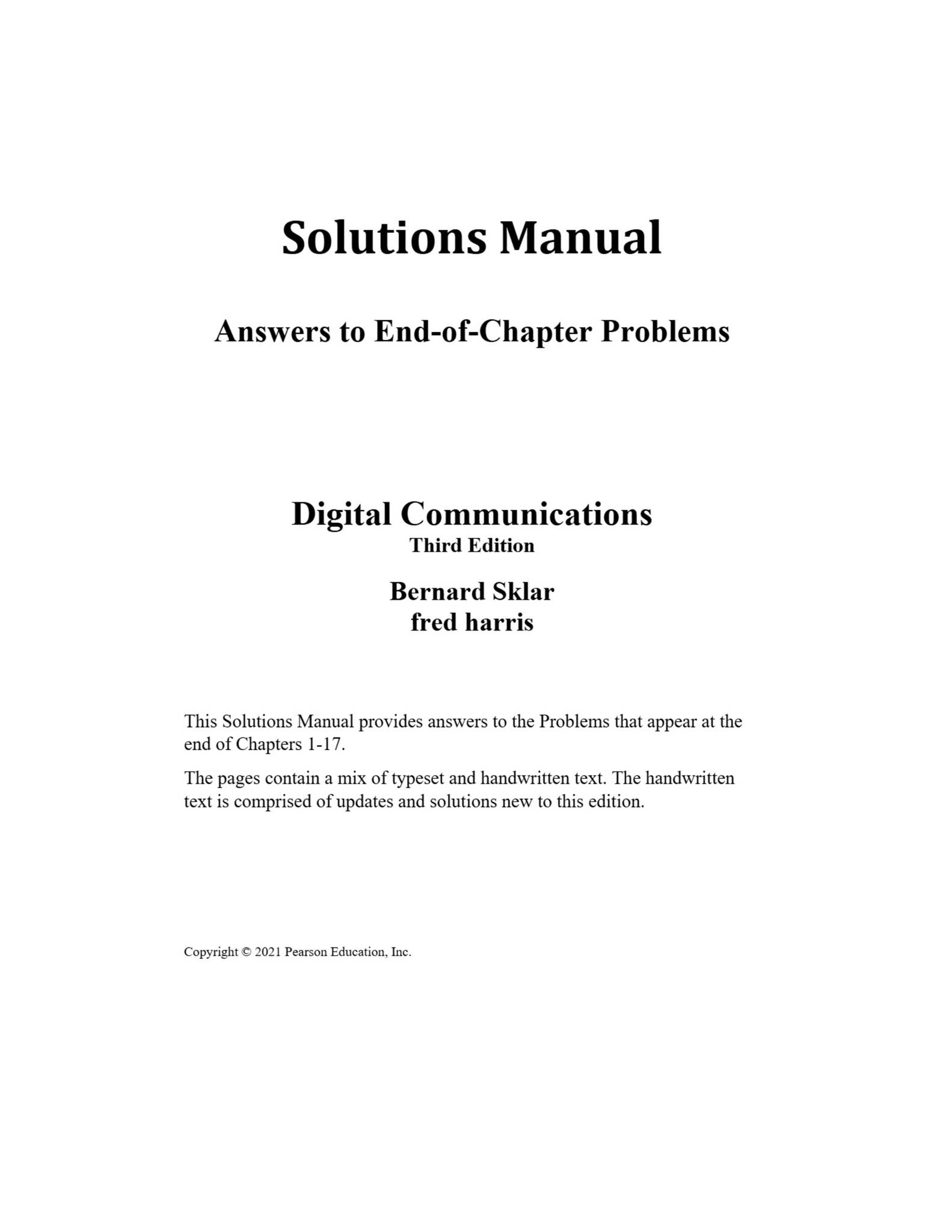 Solutions Manual for Digital Communications Fundamentals and ...