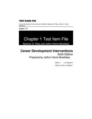 Test Bank For Career Development Interventions, 6th Edition by Spencer ...