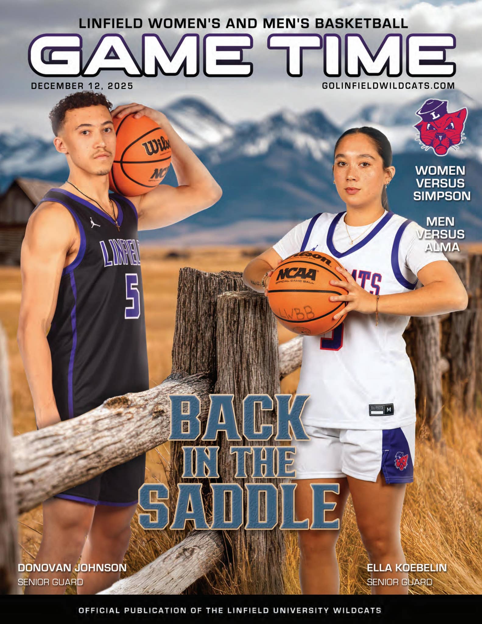 LINFIELD UNIVERSITY BASKETBALL VERSUS ALMA AND SIMPSON • DECEMBER 12 ...