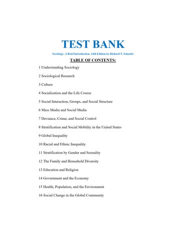 Test Bank For Sociology A Brief Introduction, 14th Edition, by Richard ...
